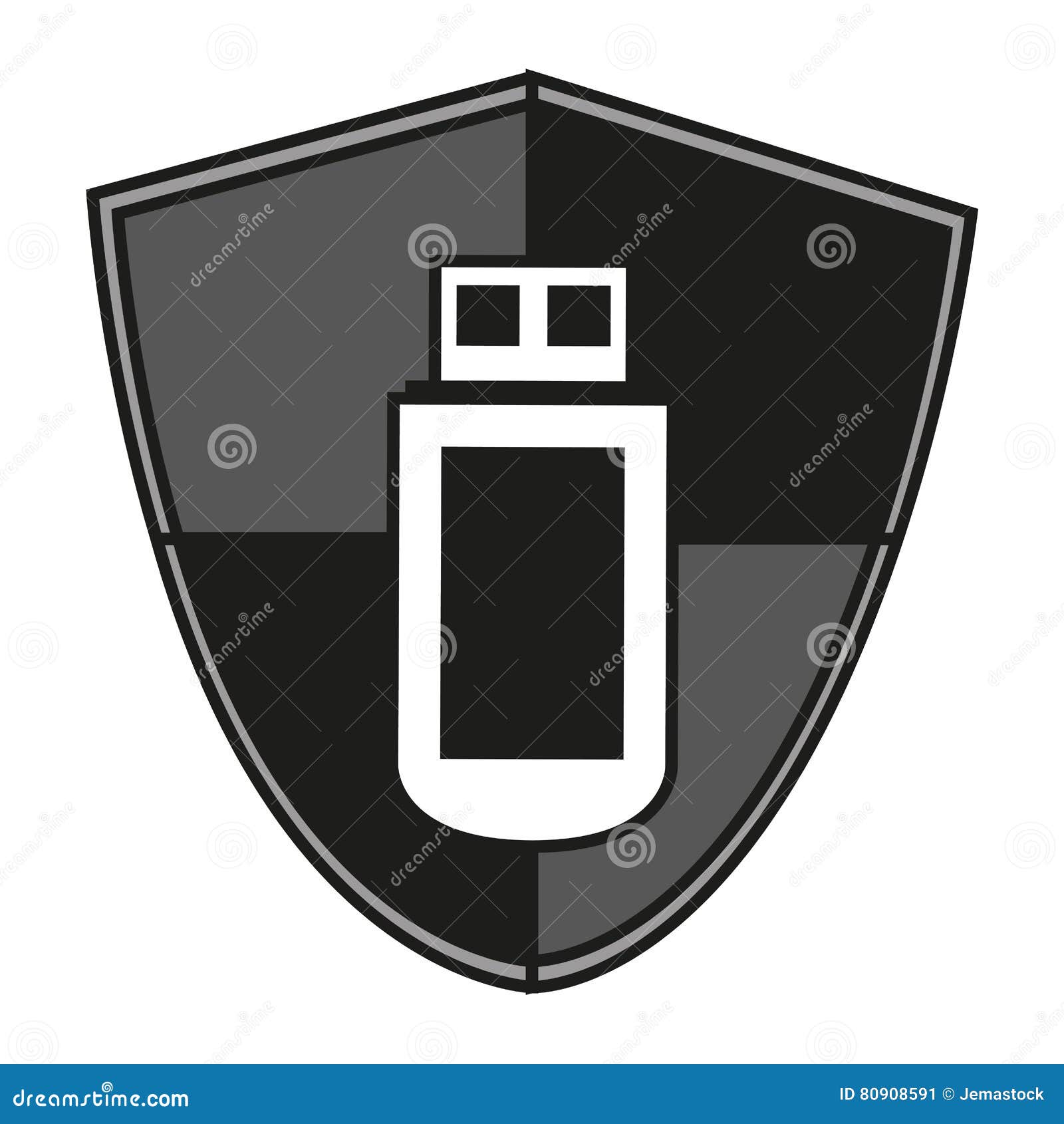 Isolated Usb Inside Shield Design Stock Vector - Illustration of symbol ...