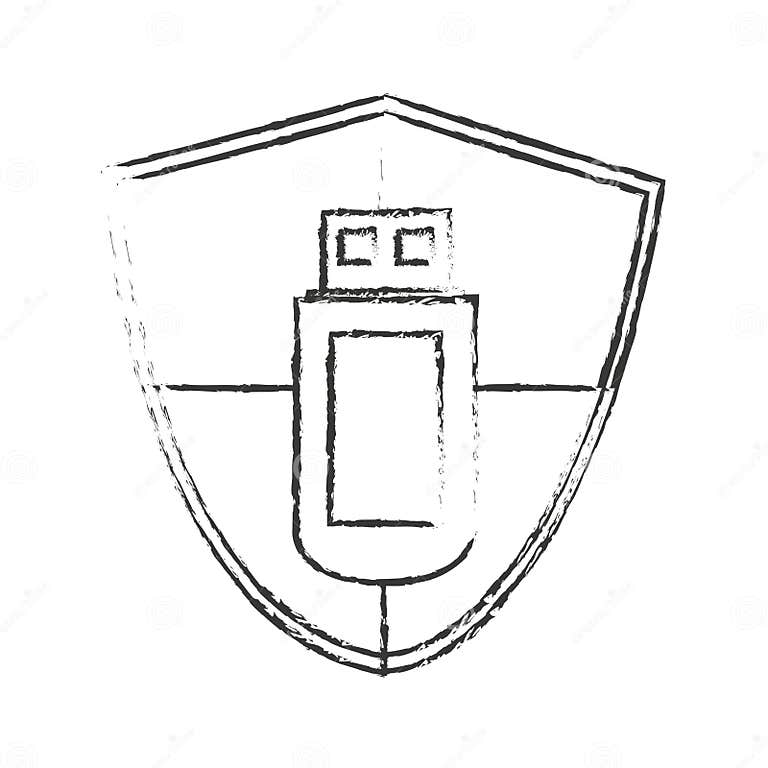 Isolated Usb and Shield Design Stock Vector - Illustration of virtual ...