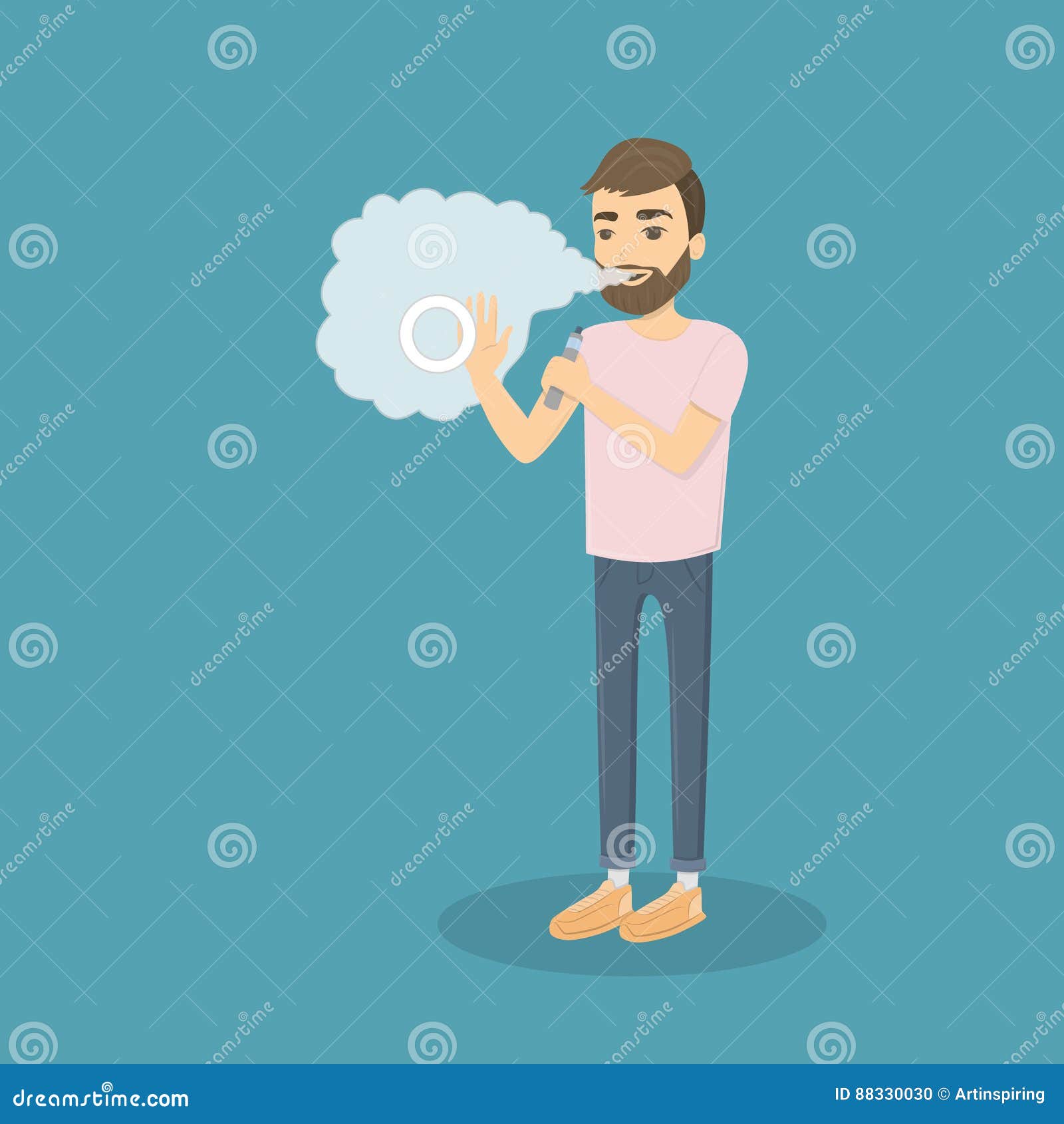 Isolated vaping man. stock vector. Illustration of ecig - 88330030