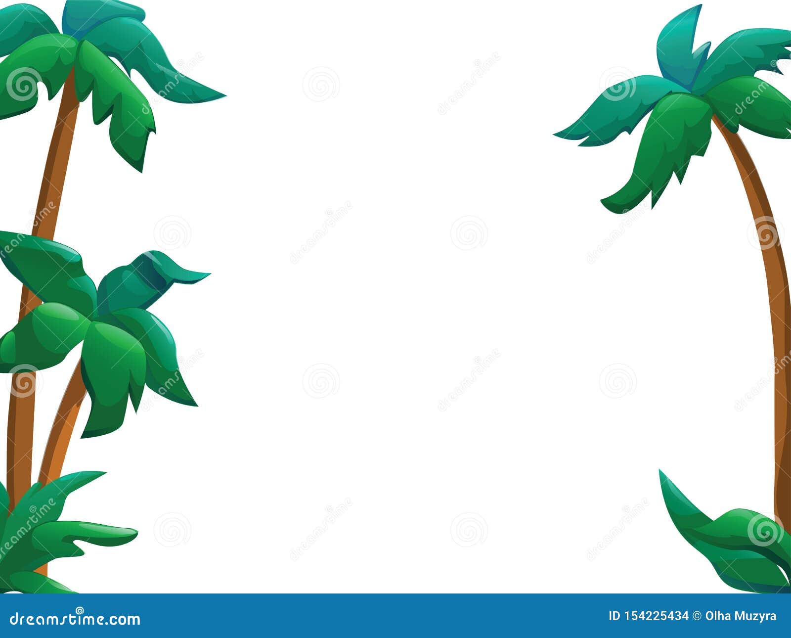 Isolated Vector Cartoon Green Palm Trees - Frame Stock Vector ...