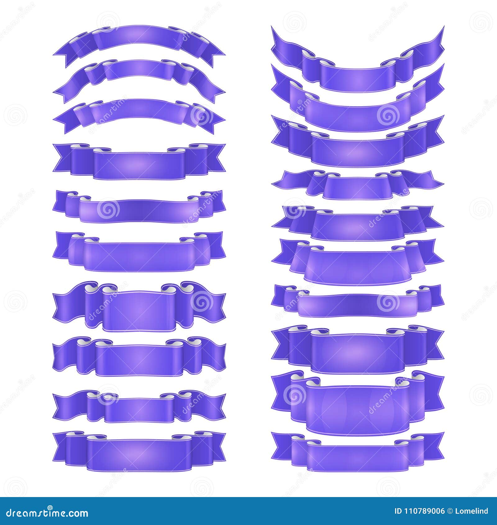 Isolated Vector Colored Satin Ribbons Set Stock Photo - Image of satin ...