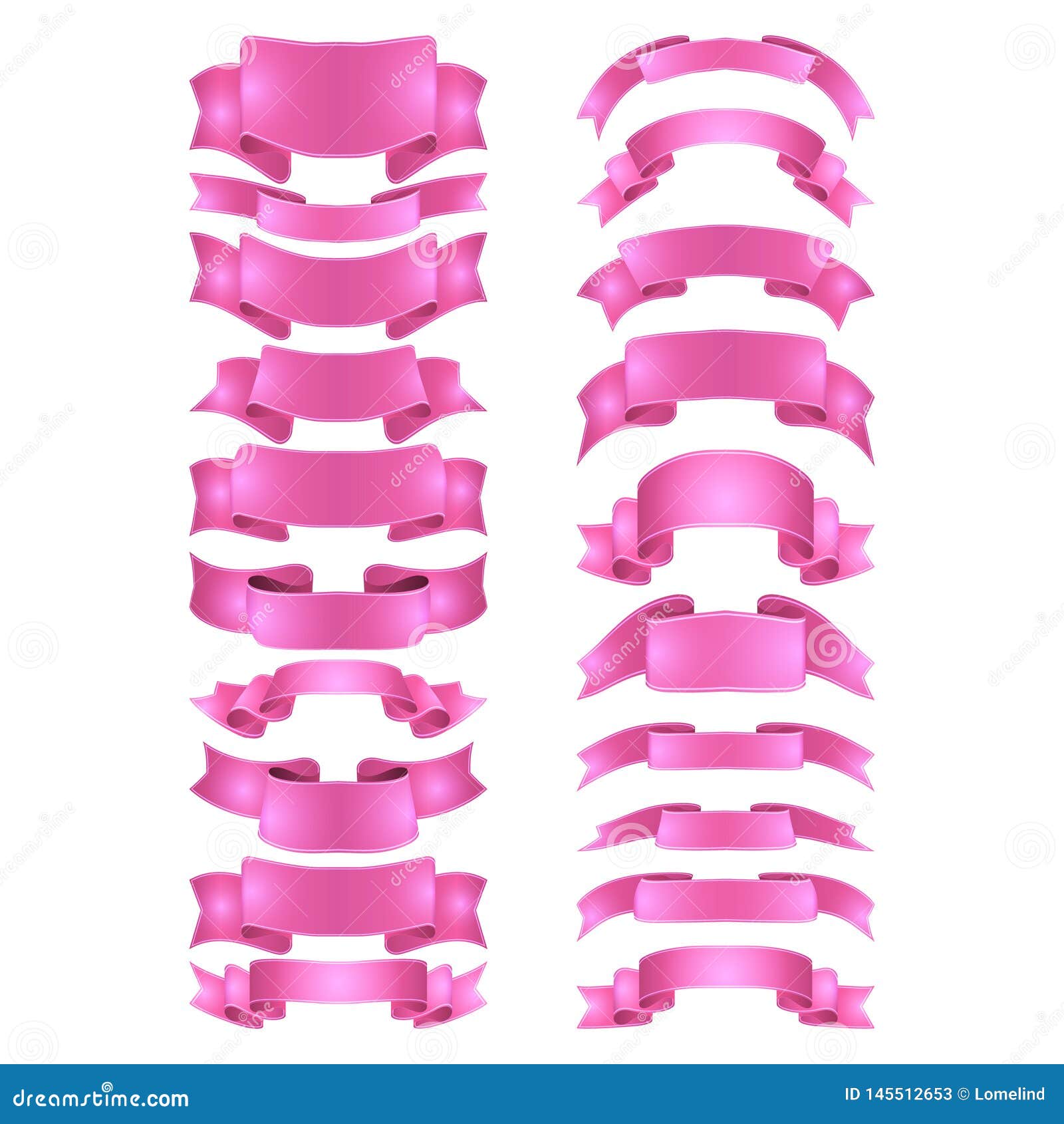 Isolated Vector Colored Satin Ribbons Set Stock Illustration ...