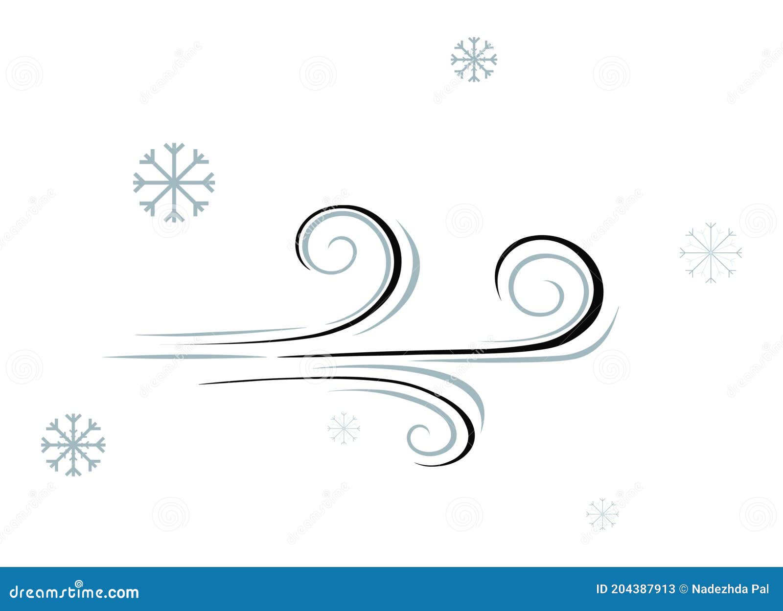 Isolated Vector Composition Consisting of Wind and Flying Snowflakes in ...