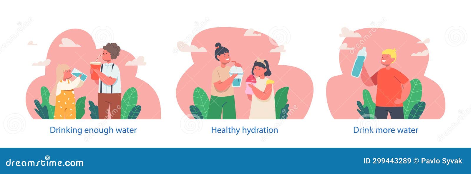 Isolated Vector Elements with Energetic Kids Characters Happily Sip ...