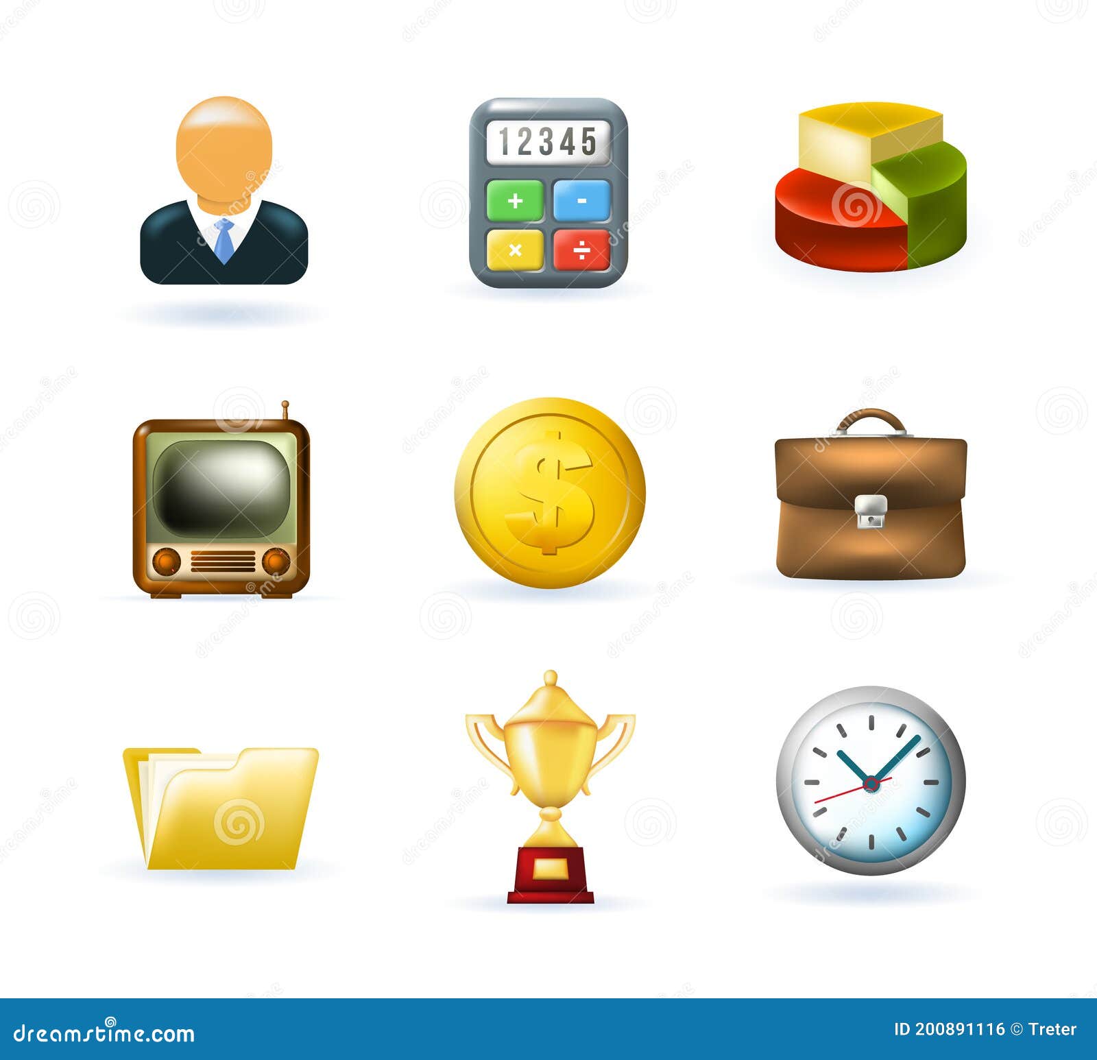 Realistic Cute Icons on White Background . Isolated Vector Illustration ...