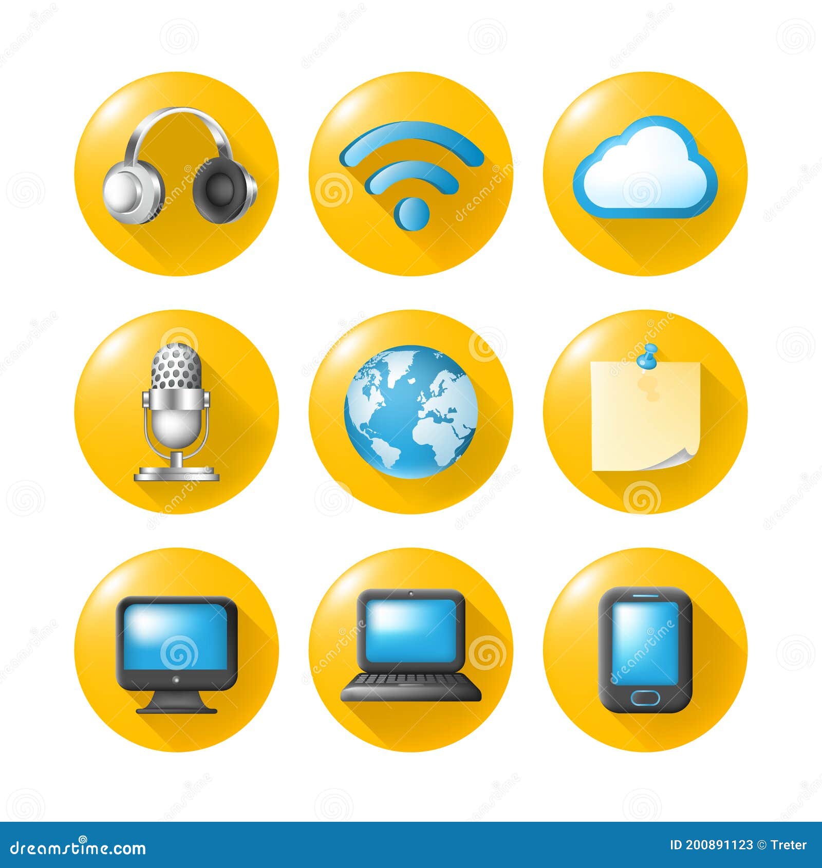 Realistic Cute Icons on White Background . Isolated Vector Illustration ...