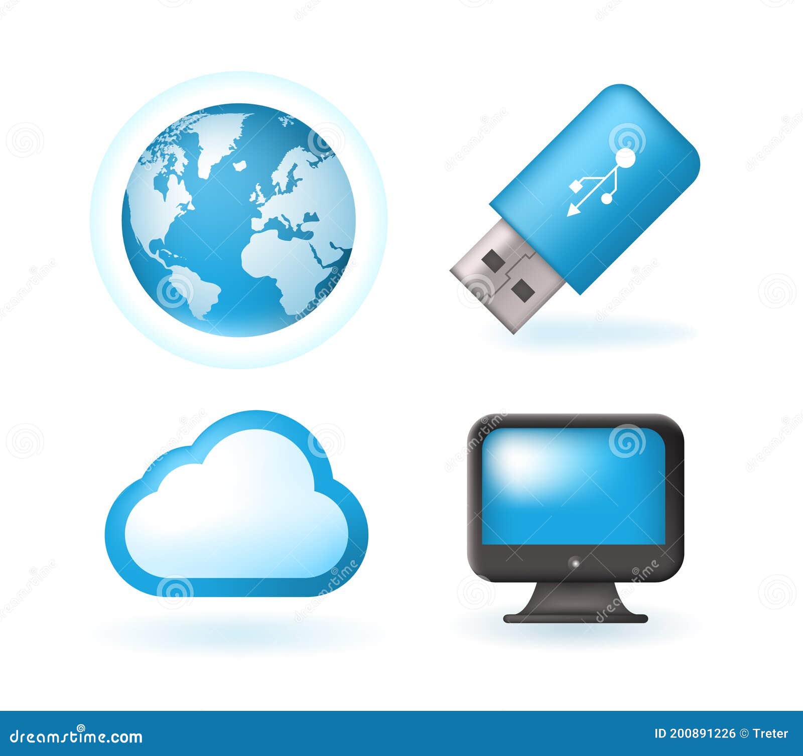 Realistic Cute Icons on White Background . Isolated Vector Illustration ...