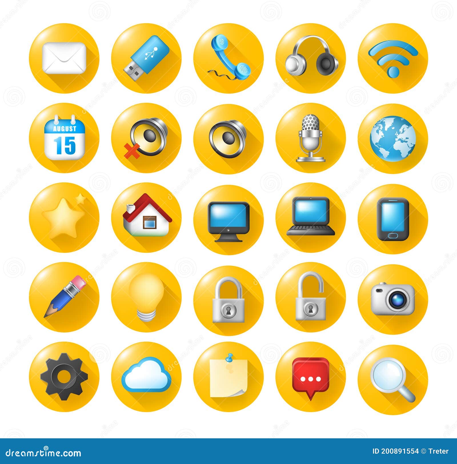 Realistic Cute Icons on White Background . Isolated Vector Illustration ...