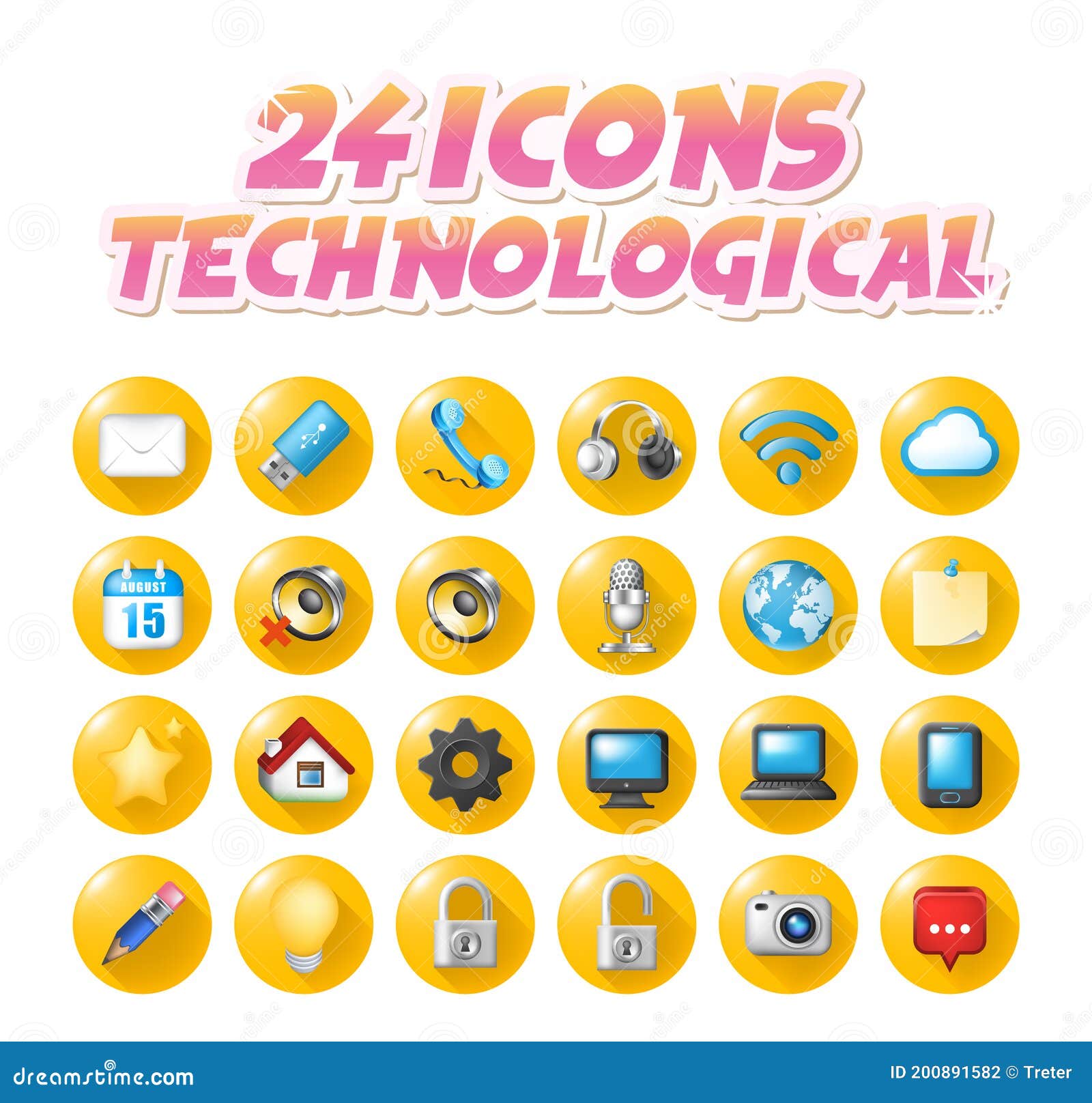 Realistic Cute Icons on White Background . Isolated Vector Illustration ...