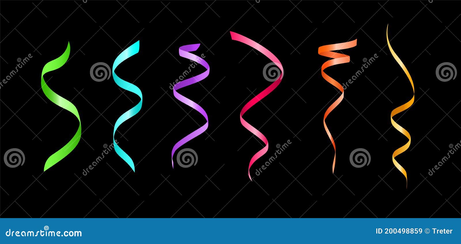 Set of Realistic Isolated Colorful Party Elements on Black Background ...