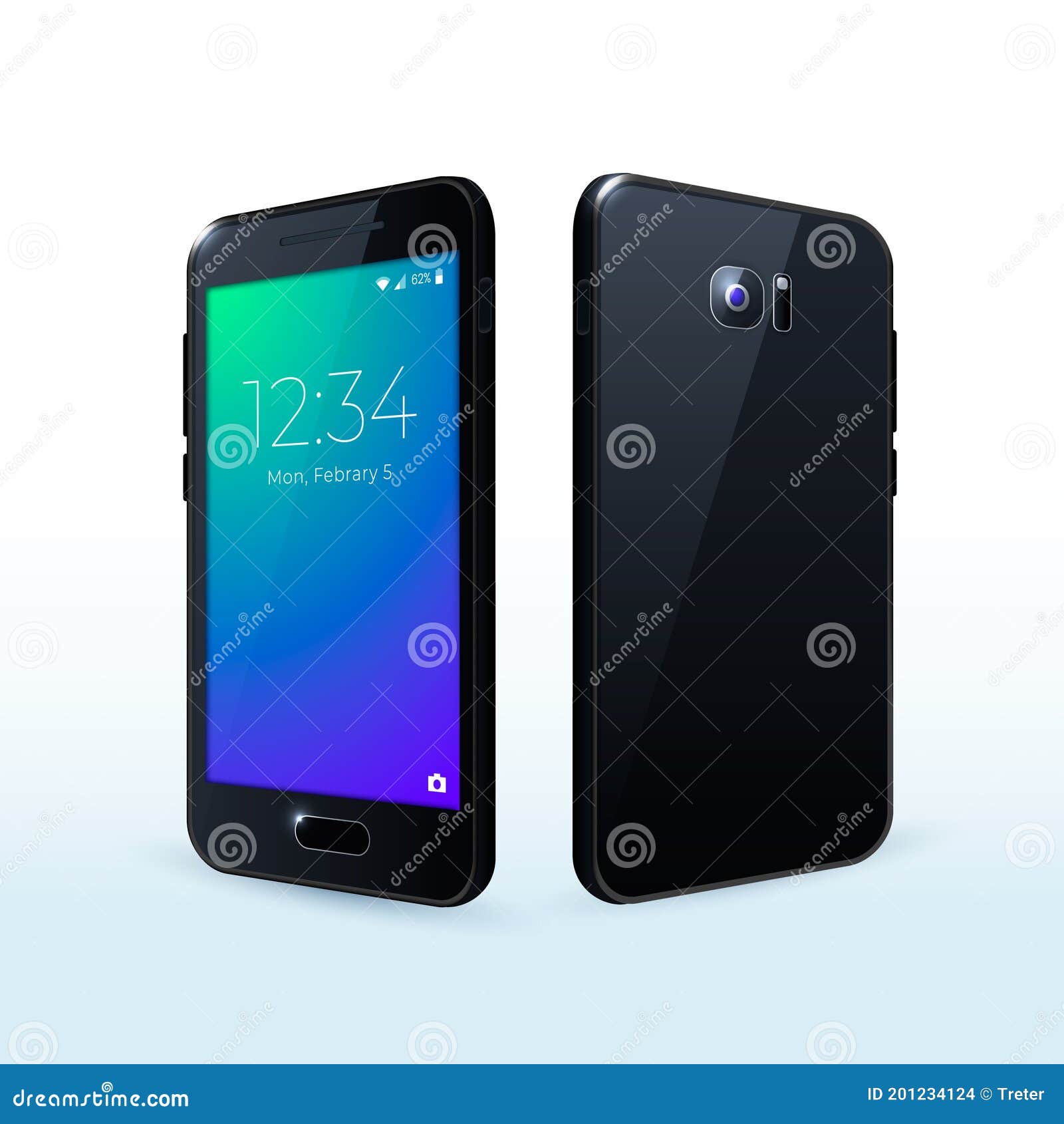 Realistic Smartphone , Black Color . Perspective View . Isolated Vector ...