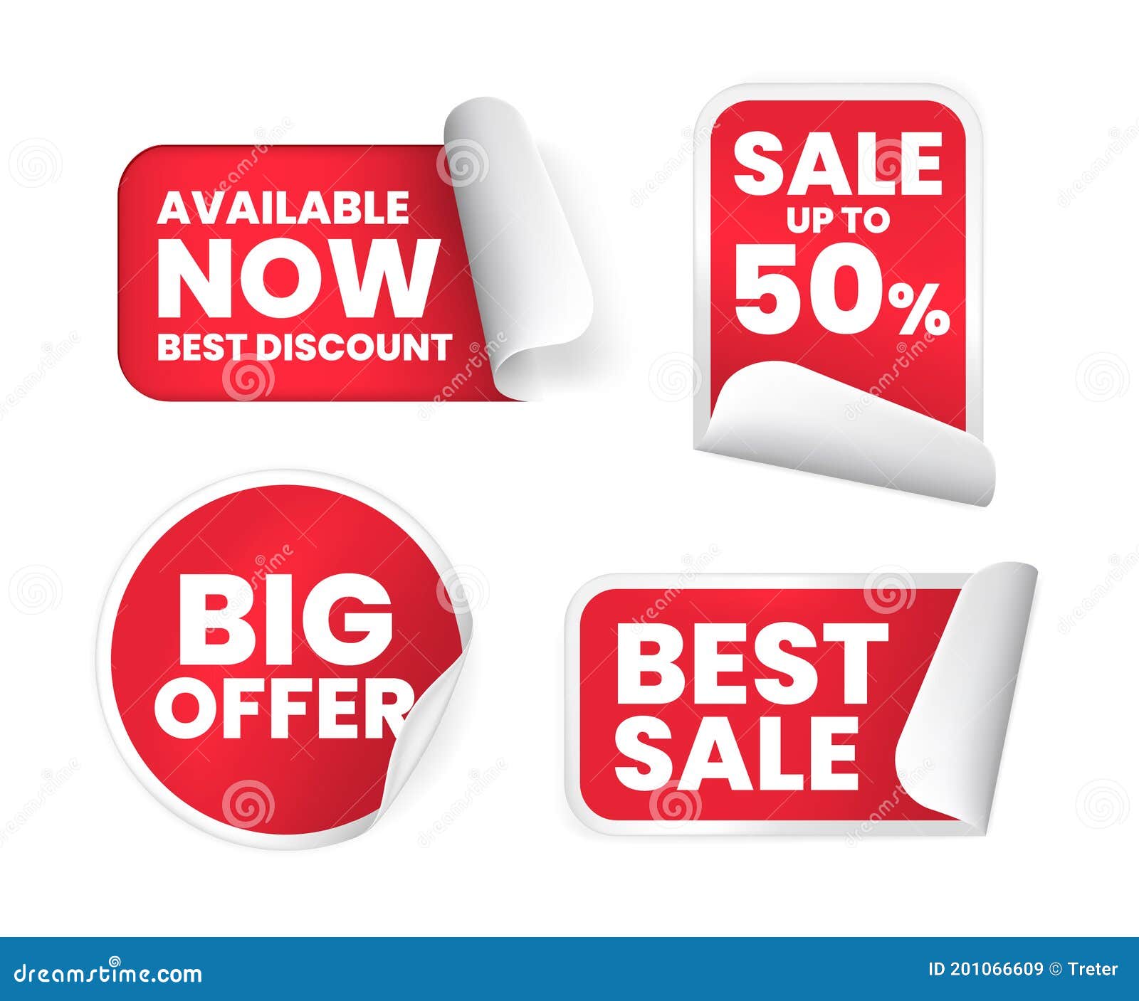 Set of High Quality Realistic Red Labels on White Background Stock ...