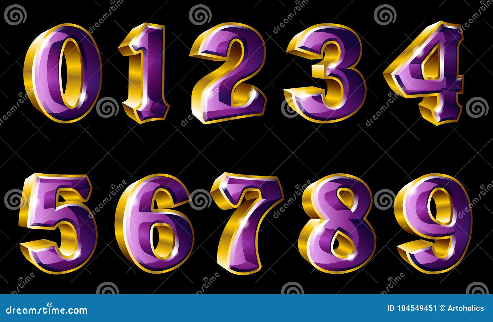 Vector Gold Numbers in 3D Style Stock Vector - Illustration of icon ...