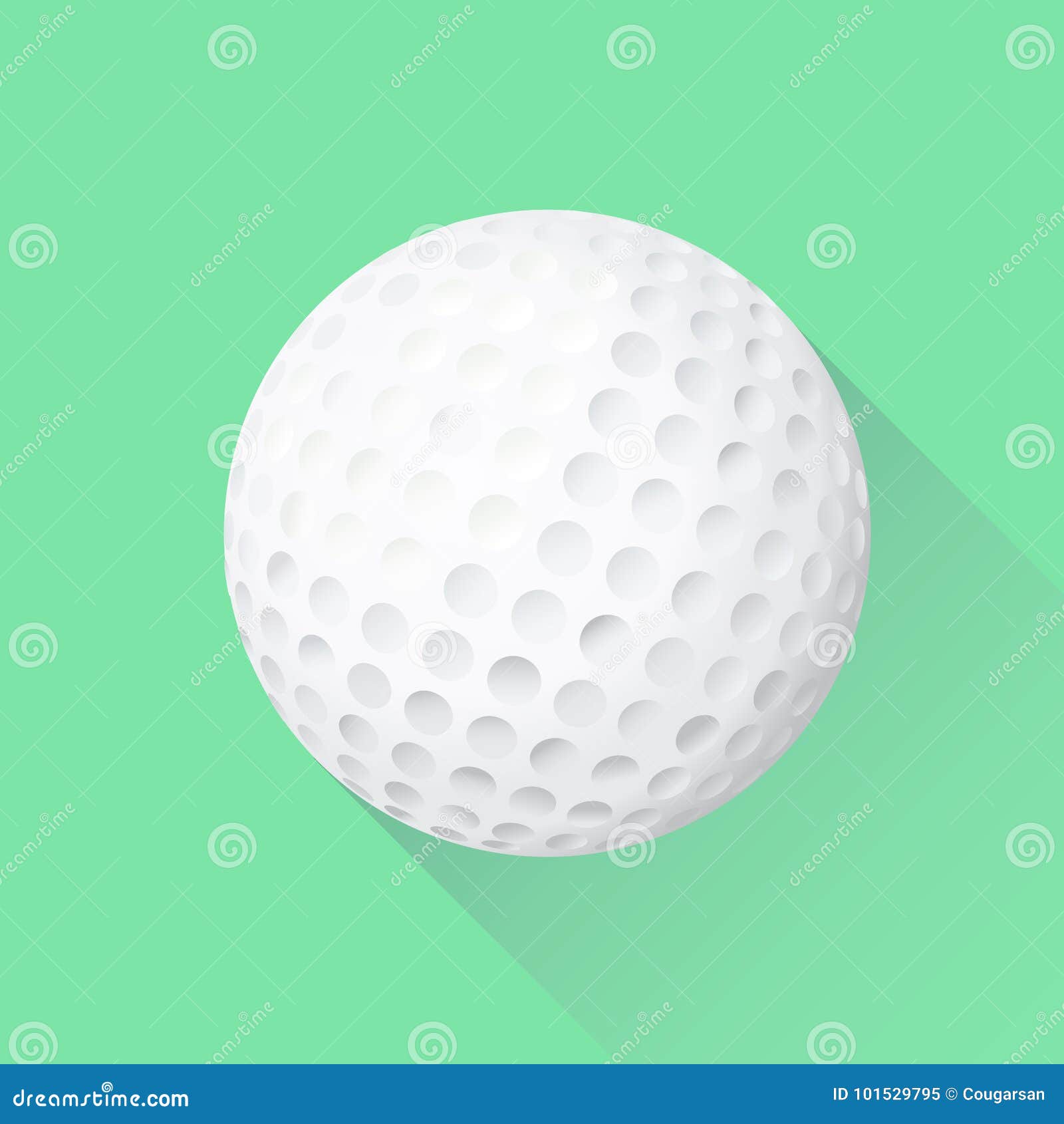 Isolated Vector Golf Ball Flat Icon with Shadow Stock Vector ...