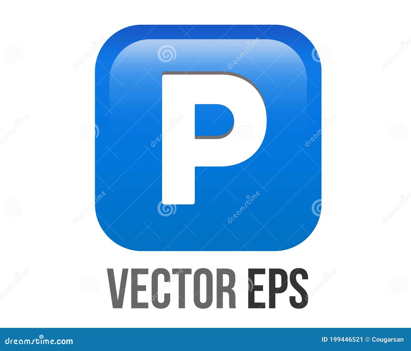 Vector Gradient Blue P Button is the Letter P Inside Square Icon ...