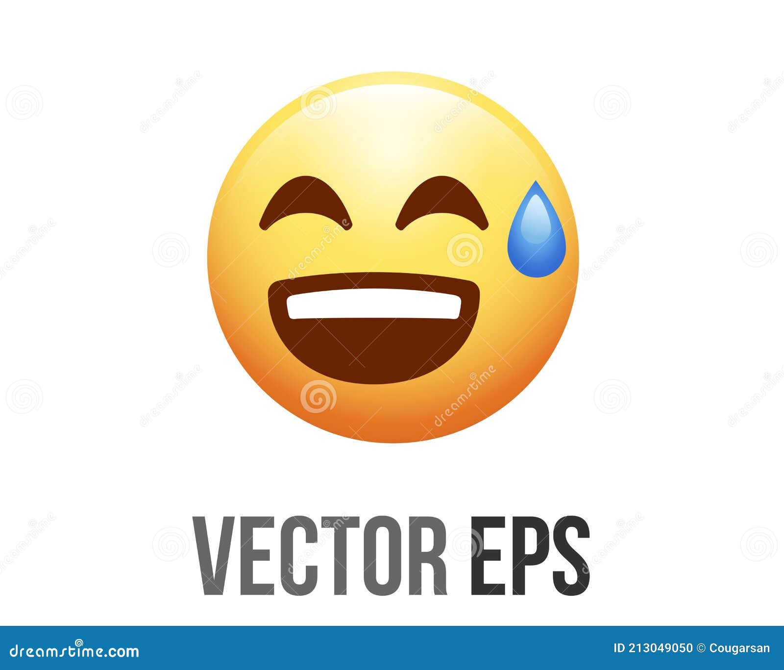 Vector Gradient Yellow Careless Face Flat Icon with Blue Sweat Stock ...