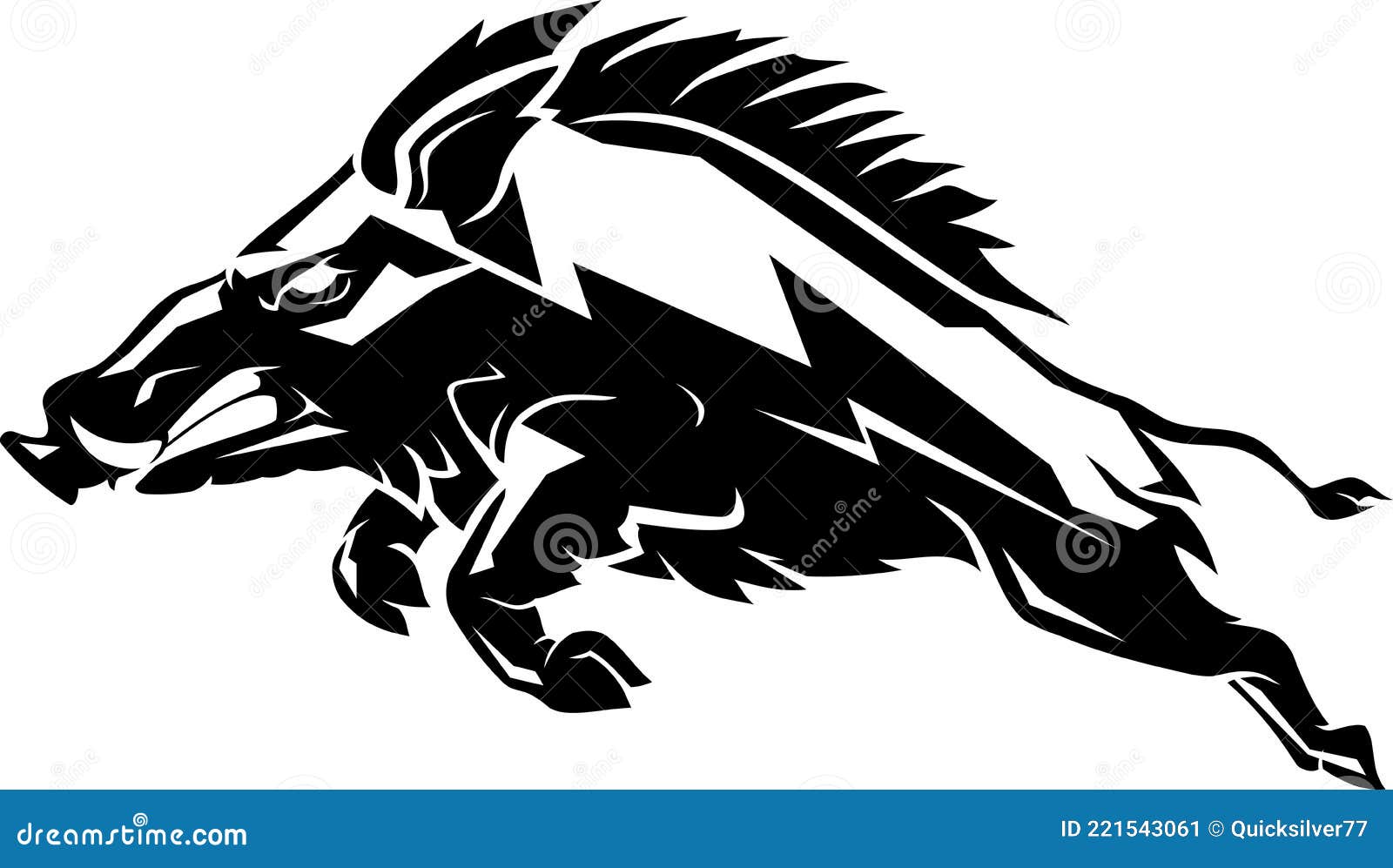 Razorback Wild Boar Running Attacking Side View Continuous Line Drawing ...