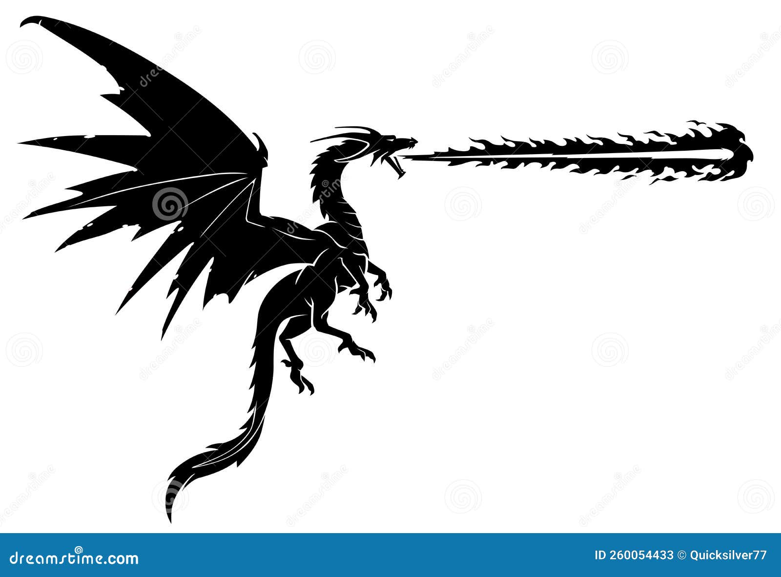 Black Dragon Flying And Breathing Fire