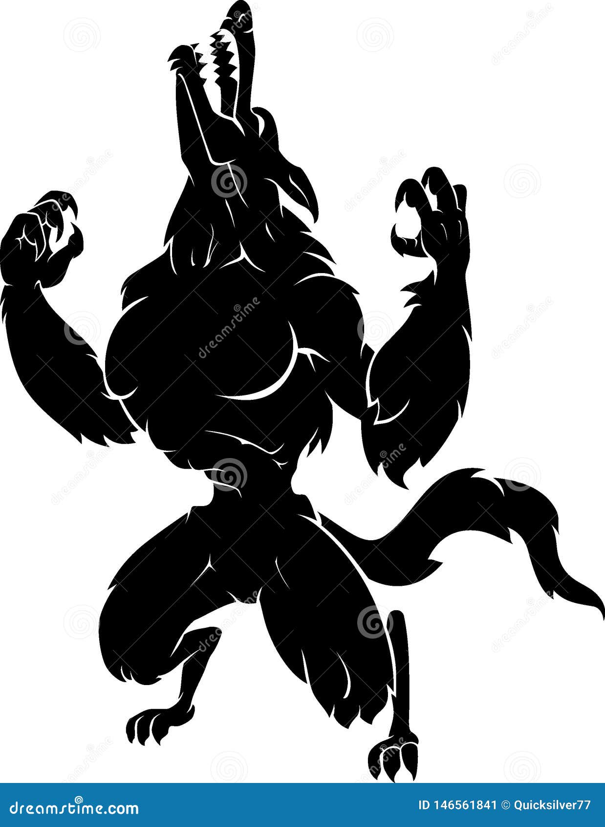 Werewolf Transforming and Howling Silhouette Stock Vector ...