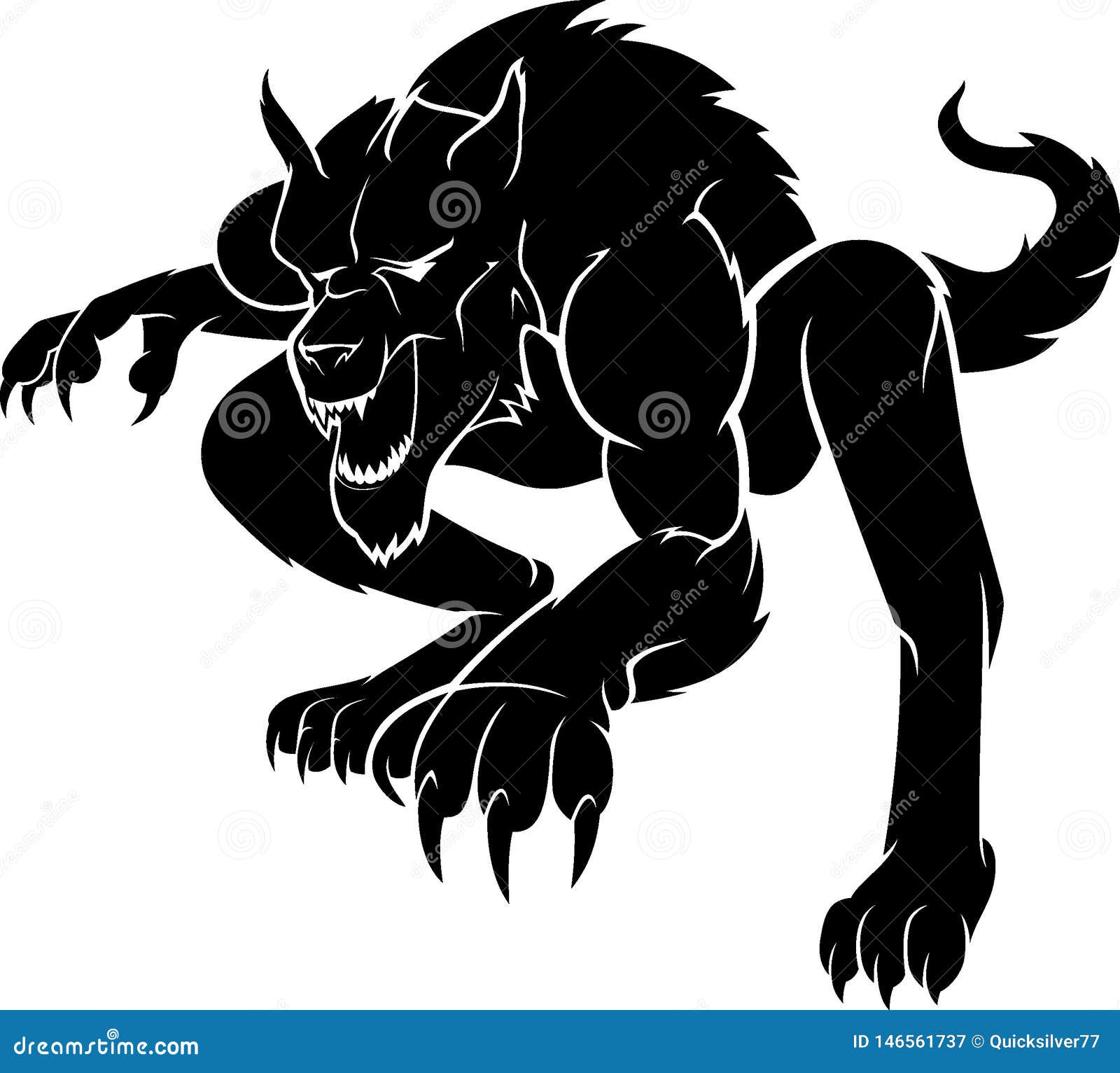A Frightening Werewolf Vector Silhouette | CartoonDealer.com #32916441