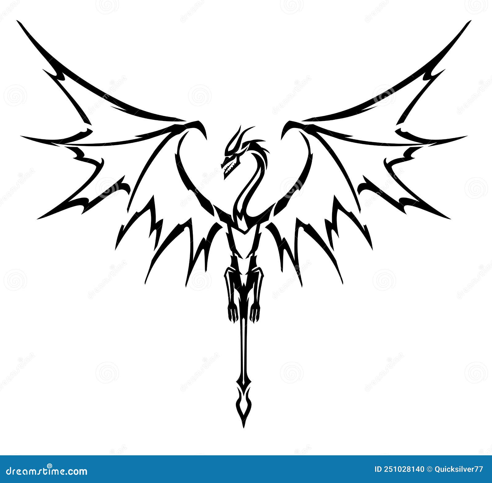 Dragon Ink, Sharp Wings Front View Stock Vector - Illustration of sharp ...