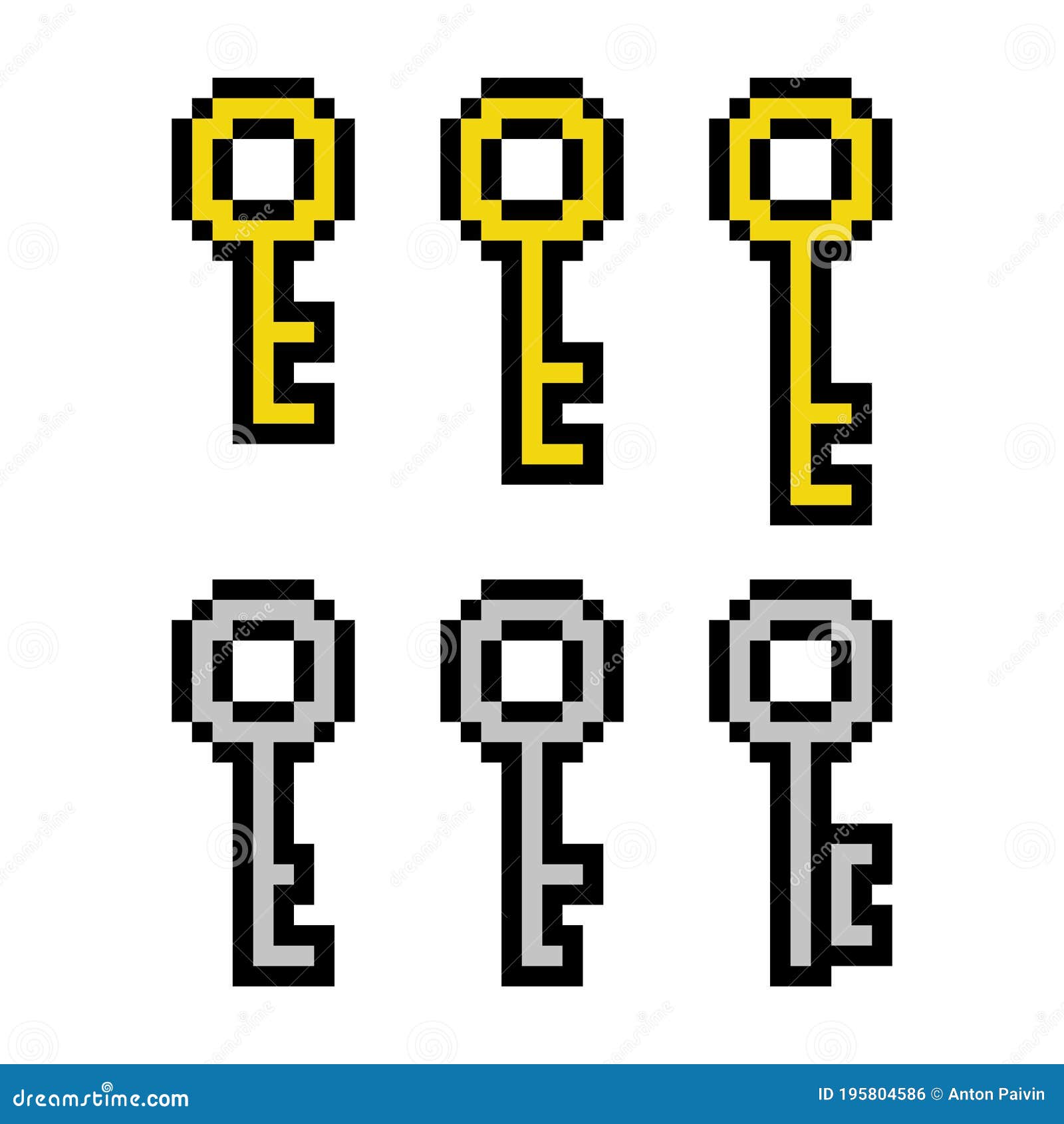 Pixel Art 8-bit Set of Different Style Pixelated Keys - Isolated Vector ...