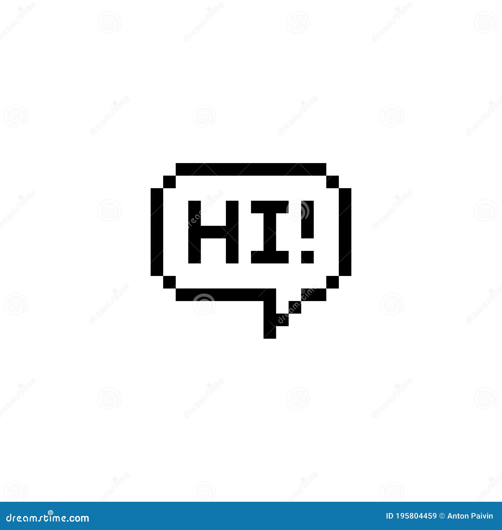 Pixel Art 8-bit Style Text Bubble Hi - Isolated Vector Illustration ...