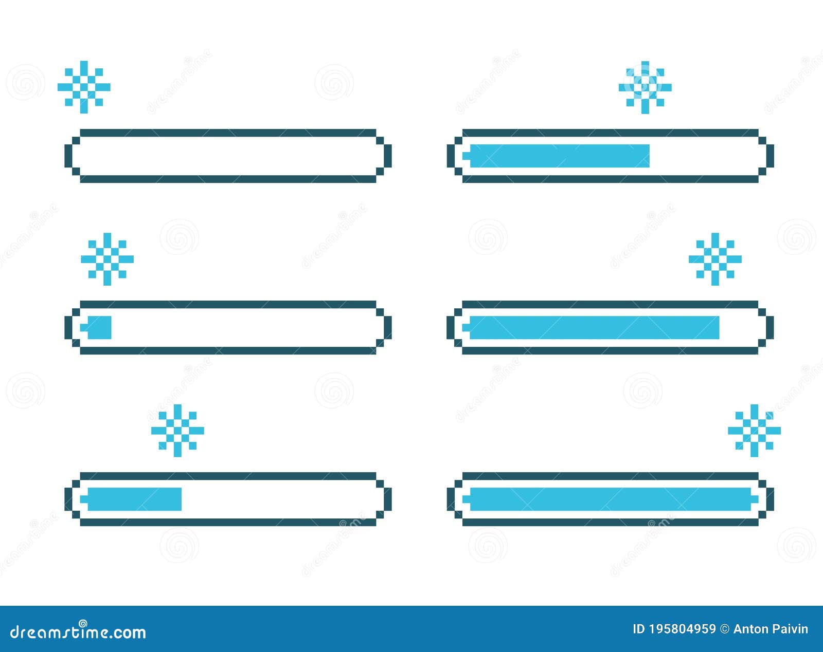 Set of Pixel Art 8-bit Snow Status Bars - Isolated Vector Illustration ...