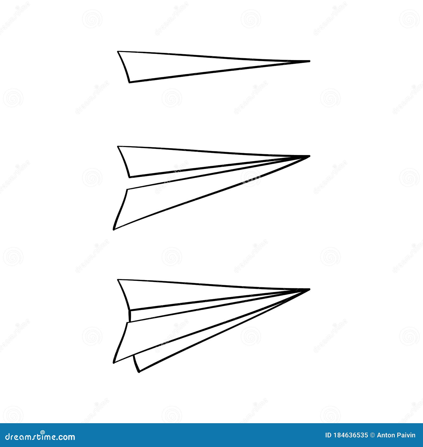 Simple Paper Planes Set Tutorial Line Art Doodle Style - Isolated ...