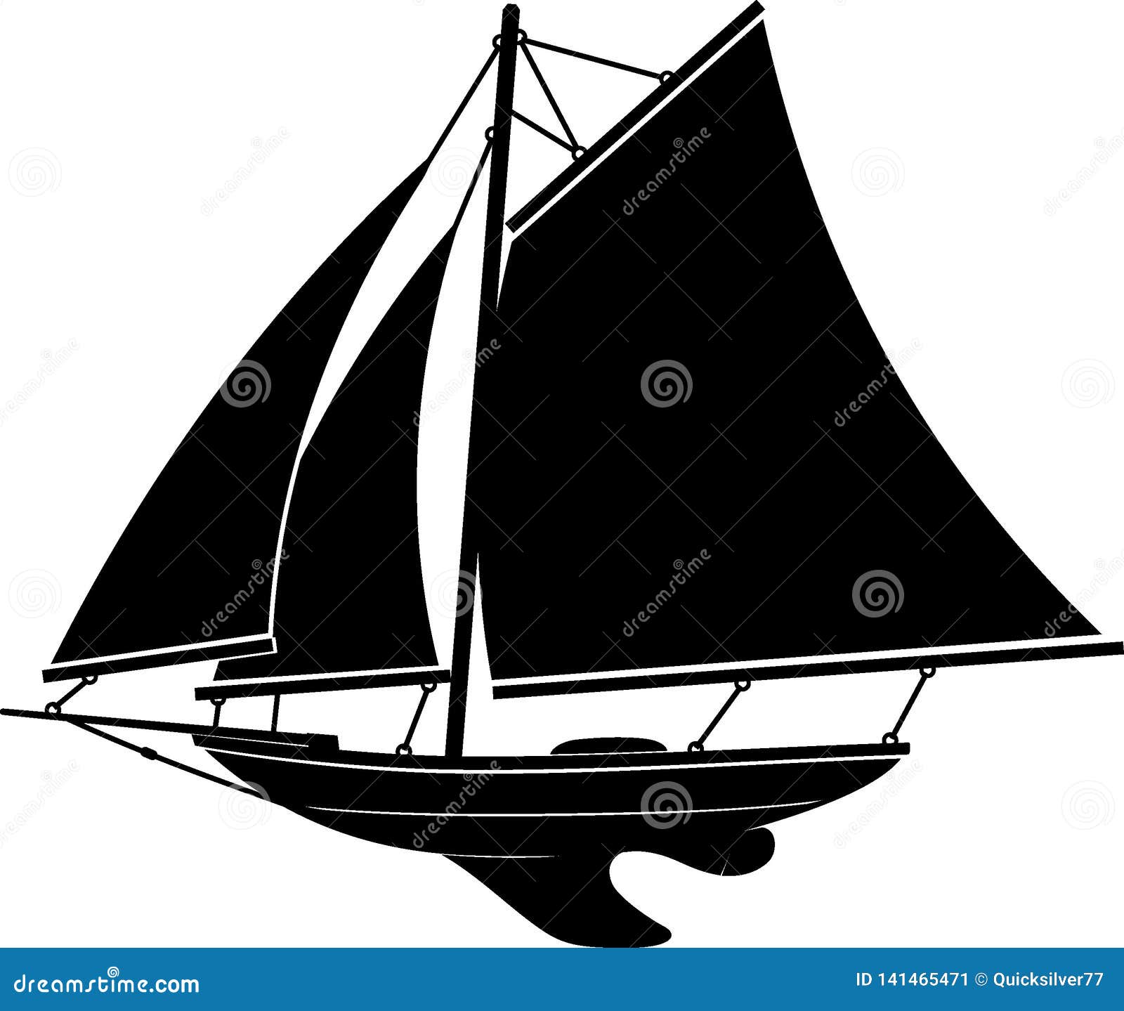 Sloop Sail Boat stock vector. Illustration of sihouette - 141465471
