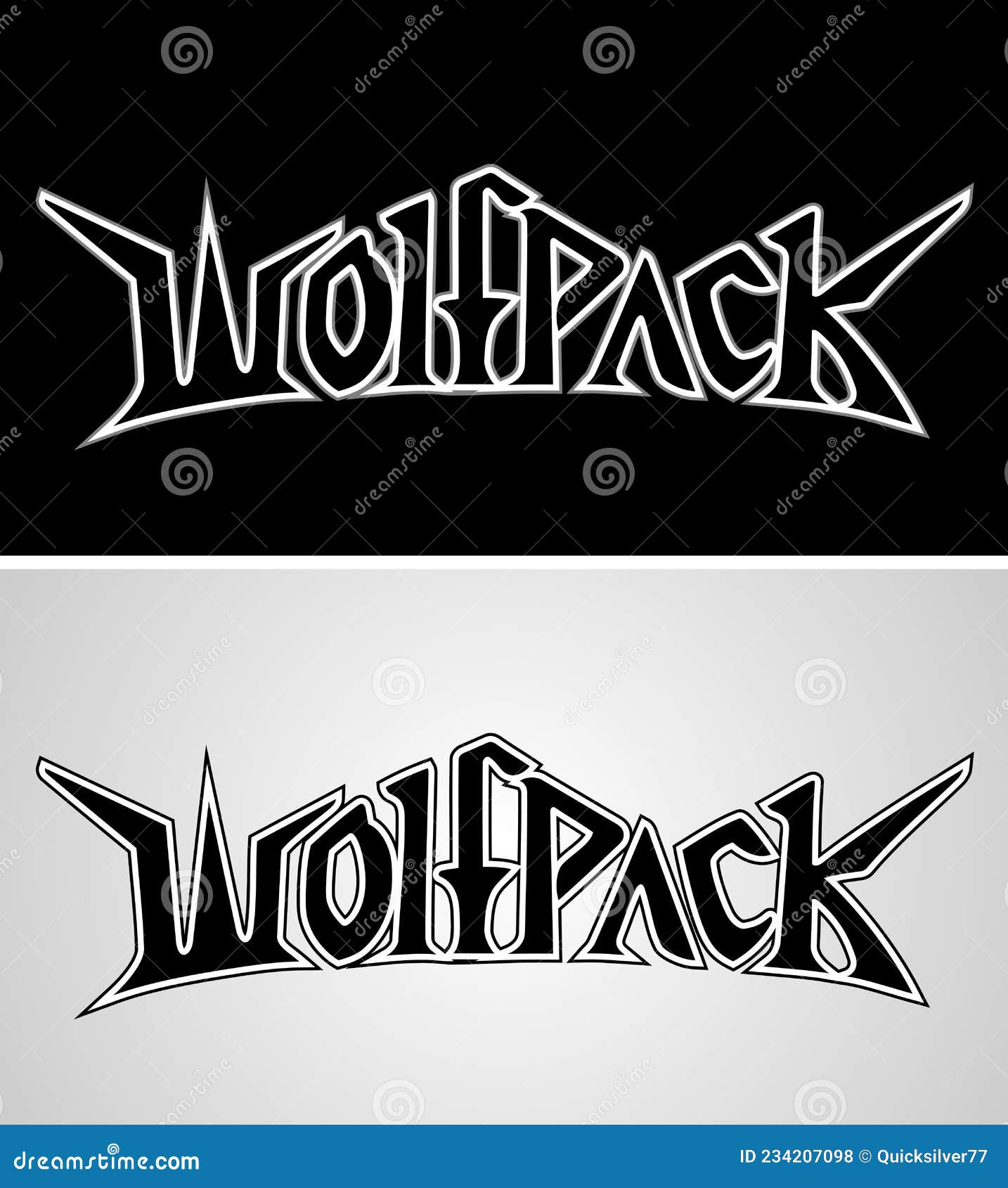 Wolf Pack Lettering Design, Sharp Spikes Stock Vector - Illustration of ...