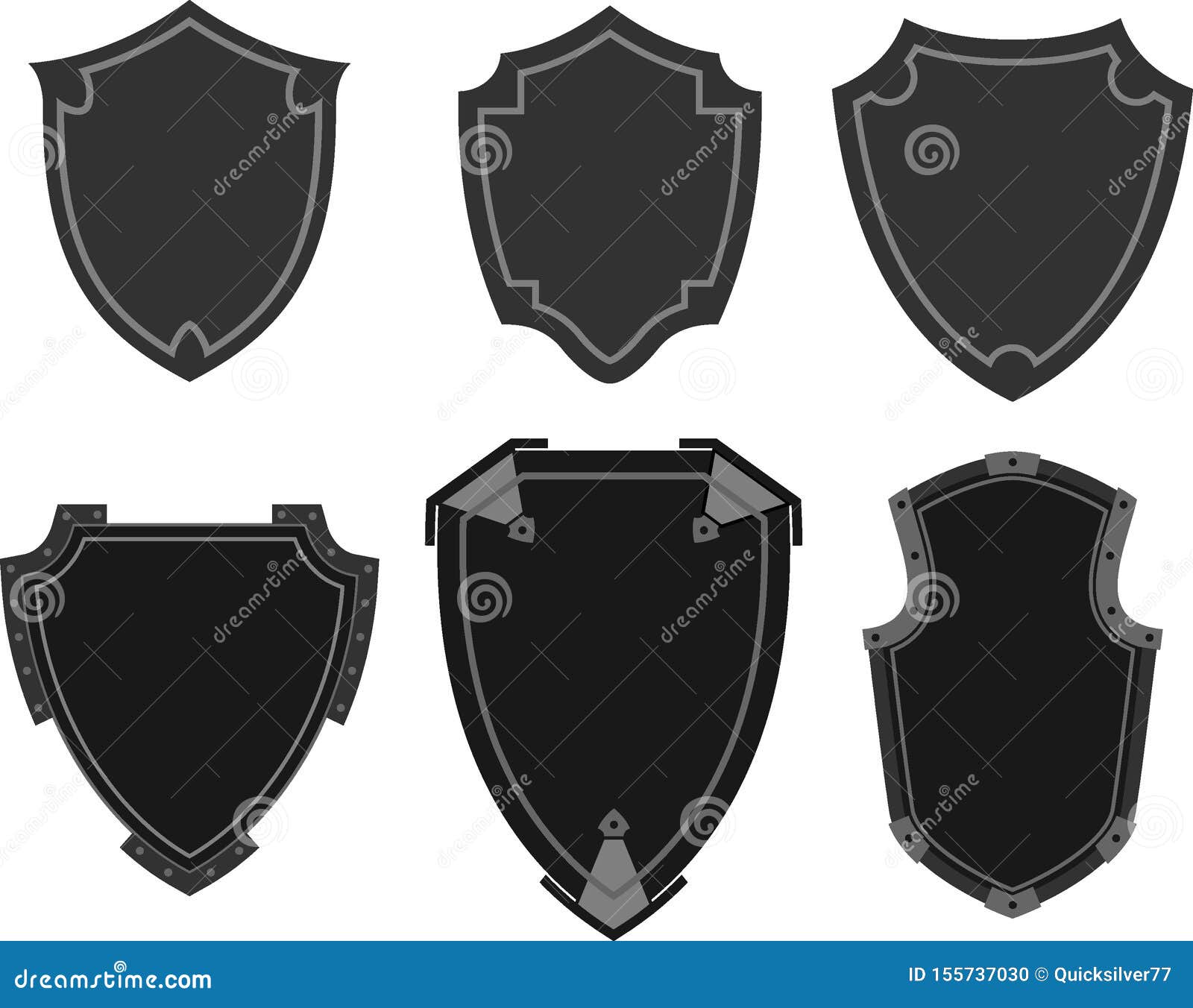Black Shield Set stock vector. Illustration of design - 155737030