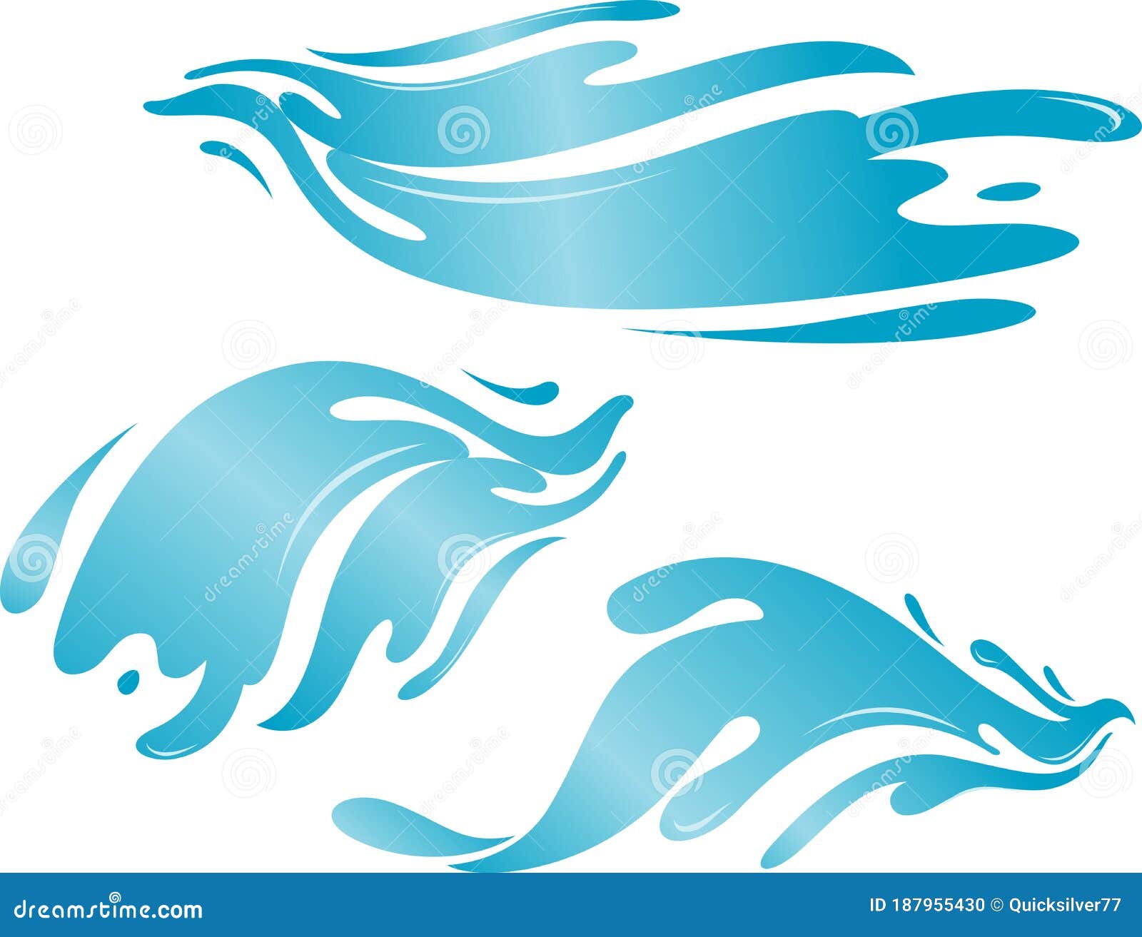 Various Water Abstract Wave Set Stock Vector - Illustration of curve ...