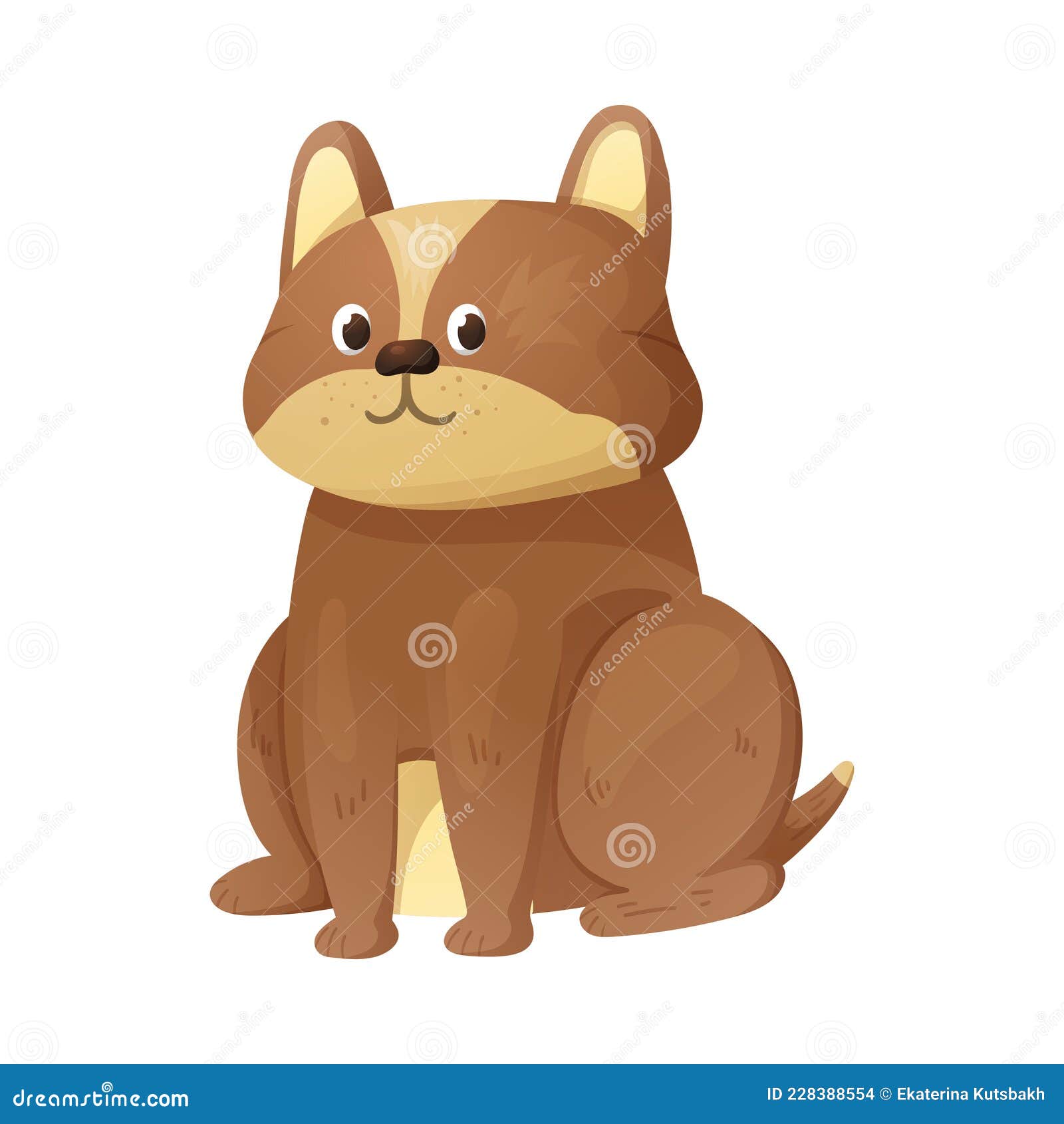 Isolated Vector Image of a Cute Cartoon Sitting Pooch Dog. Stock Vector ...