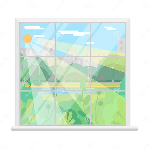 Isolated Vector Image of a Window. Window Overlooking the Park Stock ...
