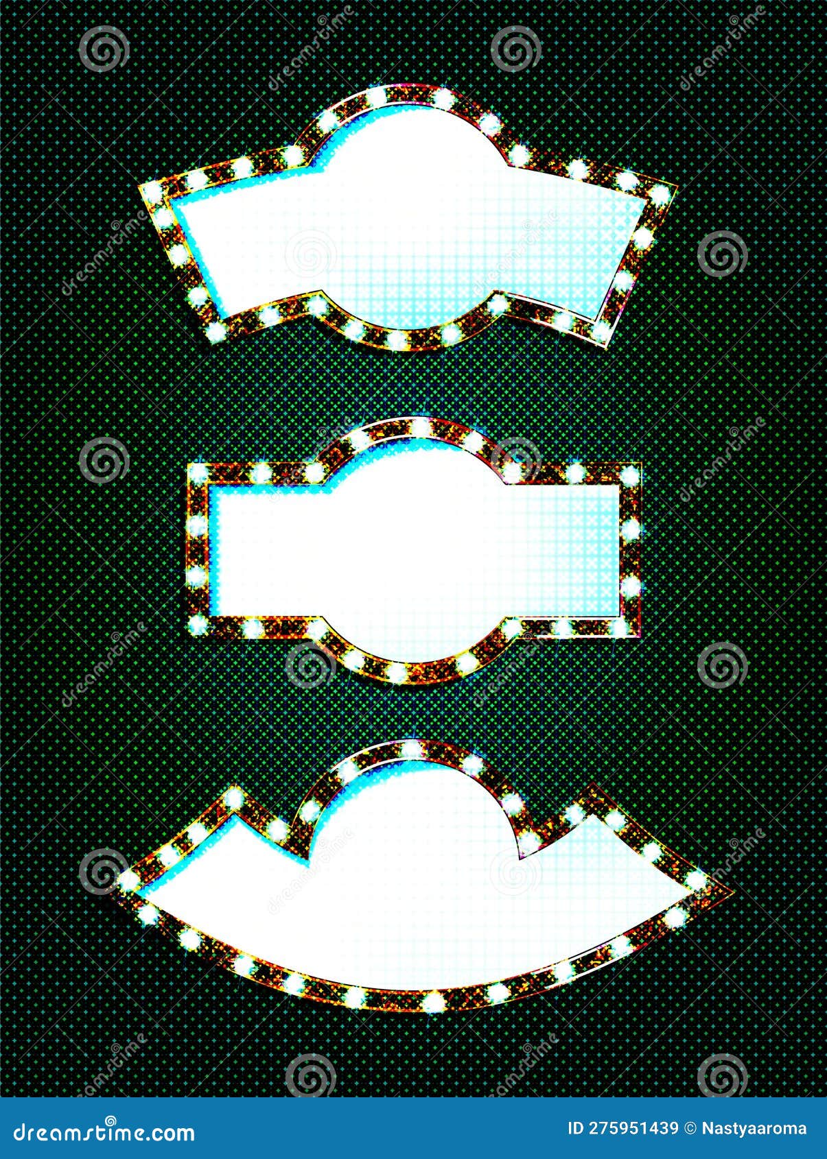 Rectangle Mirrors With Reflection In Silver Frame. Realistic Mirror ...