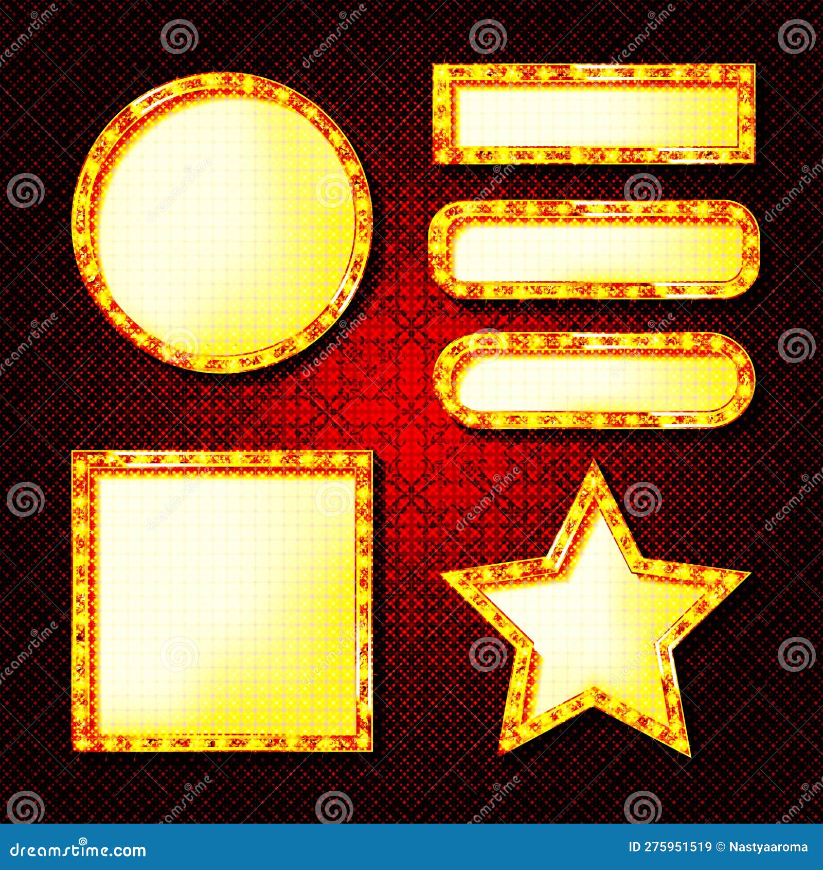 Rectangle Mirrors With Reflection In Silver Frame. Realistic Mirror ...