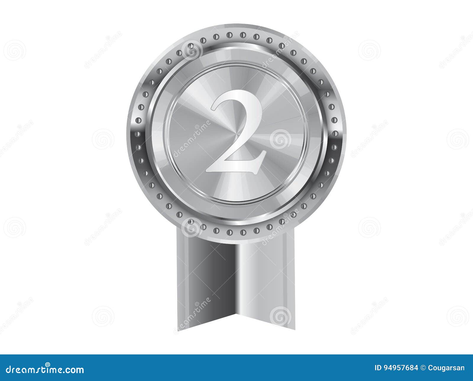 Isolated Vector Silver Award Medal Ribbon Badge Stock Vector ...