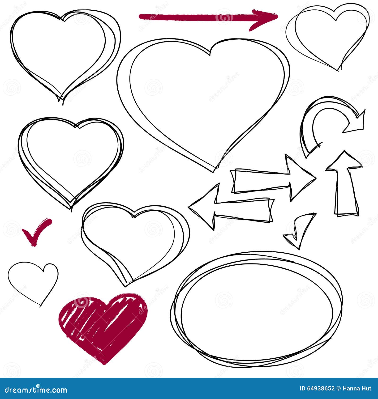Isolated Vector Sketch Hearts Set. Hand Drawn Stock Vector ...
