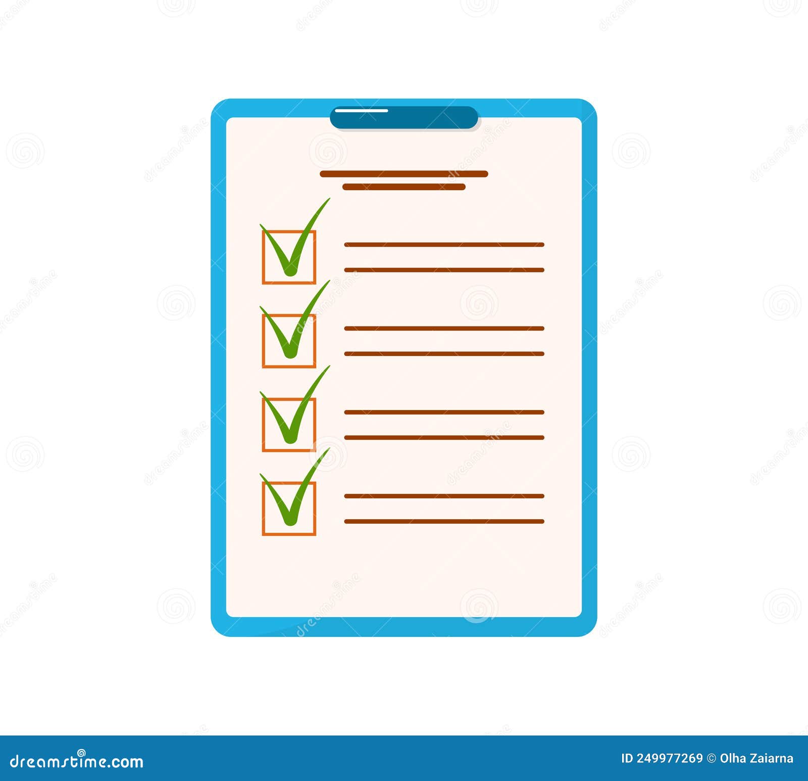 Isolated Vector Survey Document. Task List with Done Marks in Boxes ...
