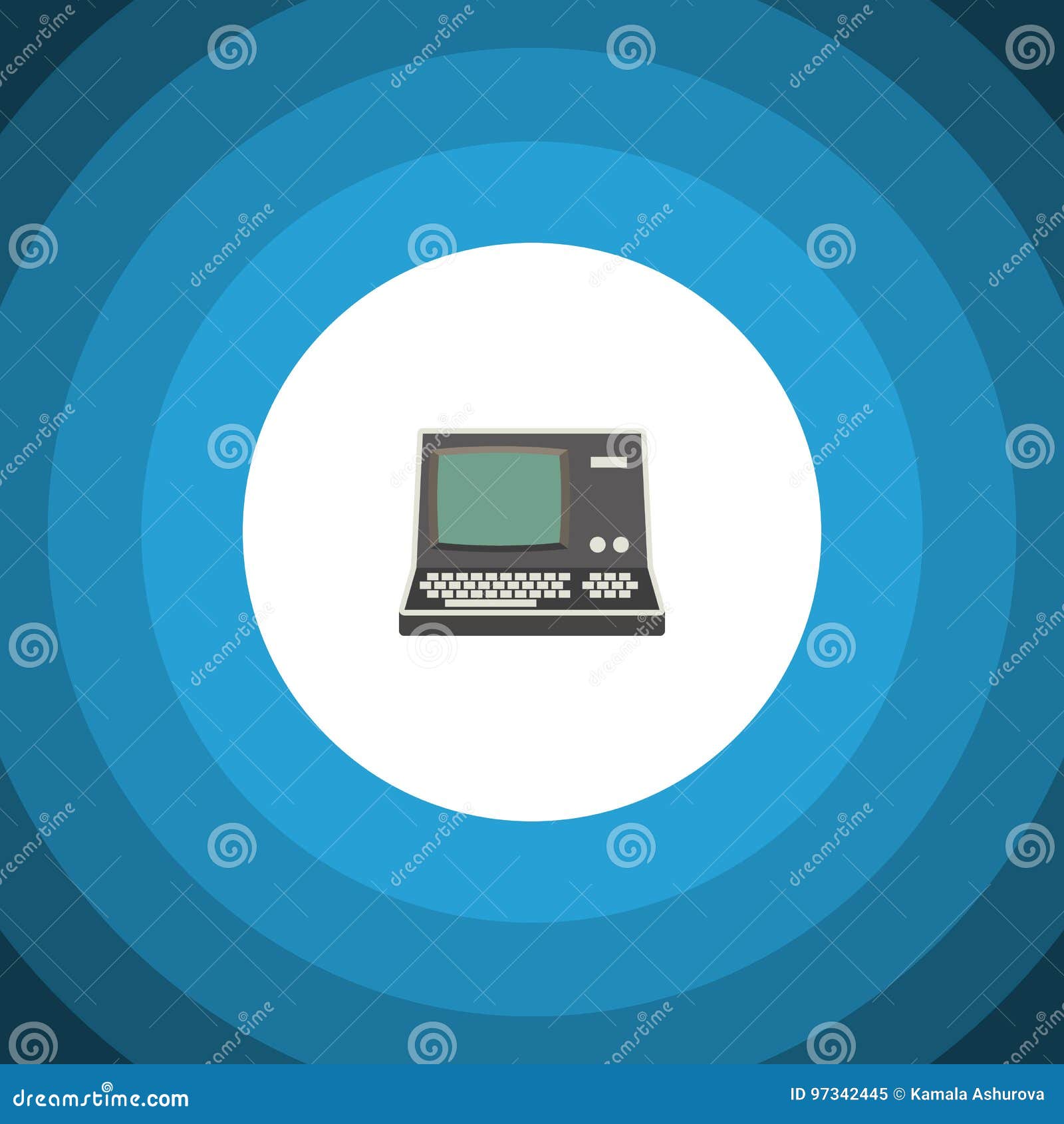 Isolated Vintage Computing Flat Icon. Technology Vector Element Can Be ...