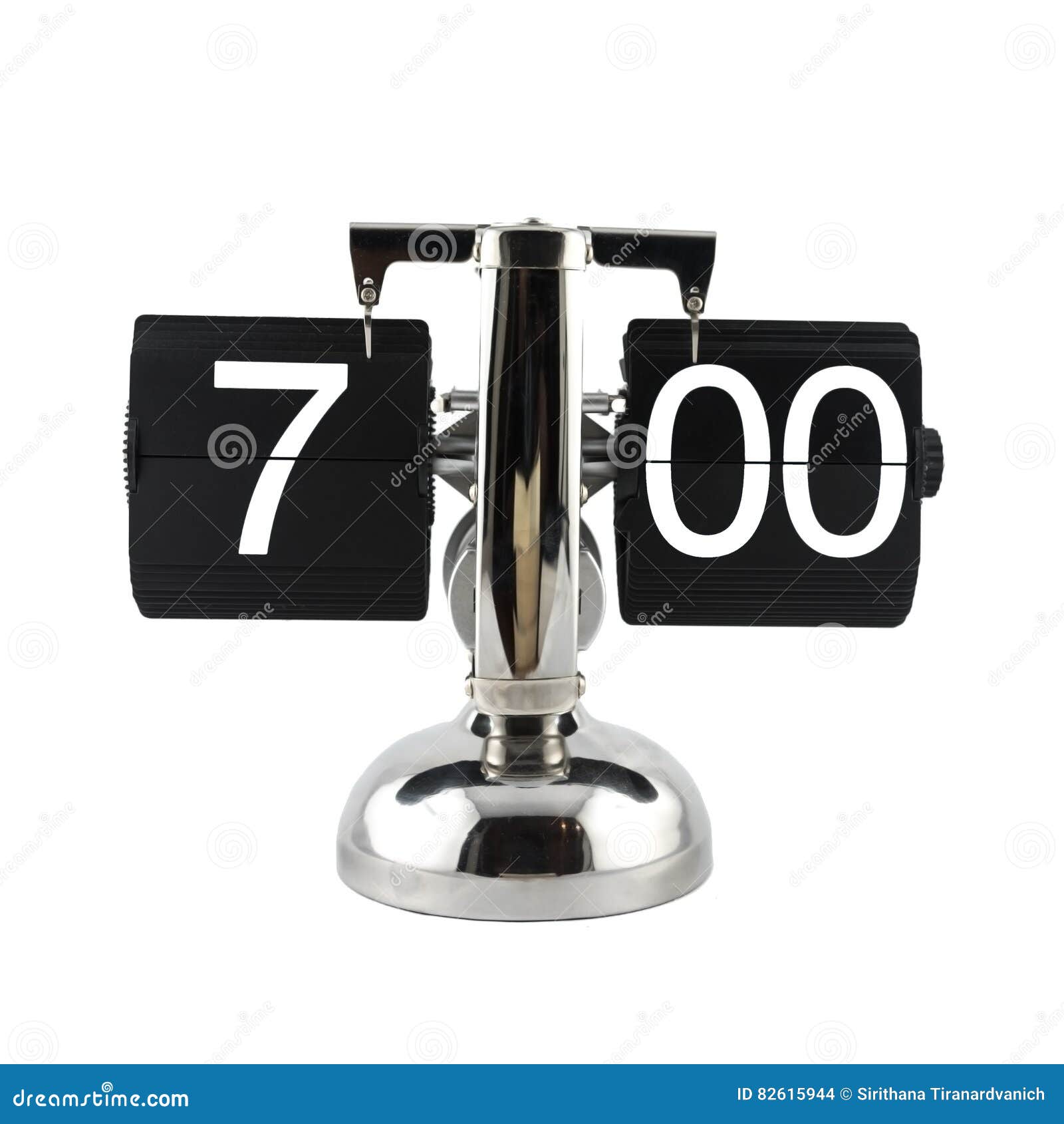 Isolated Vintage Flip Clock at Seven O`clock Stock Photo - Image of ...