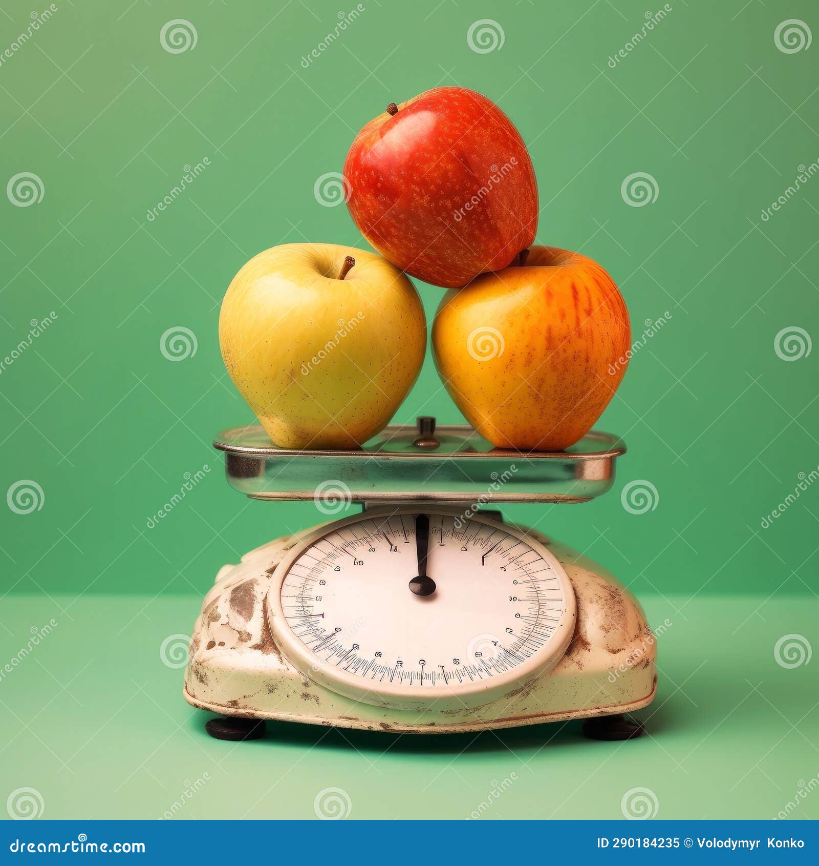 Isolated Vintage and Grunge Scale with Apples. Generative Ai Stock ...