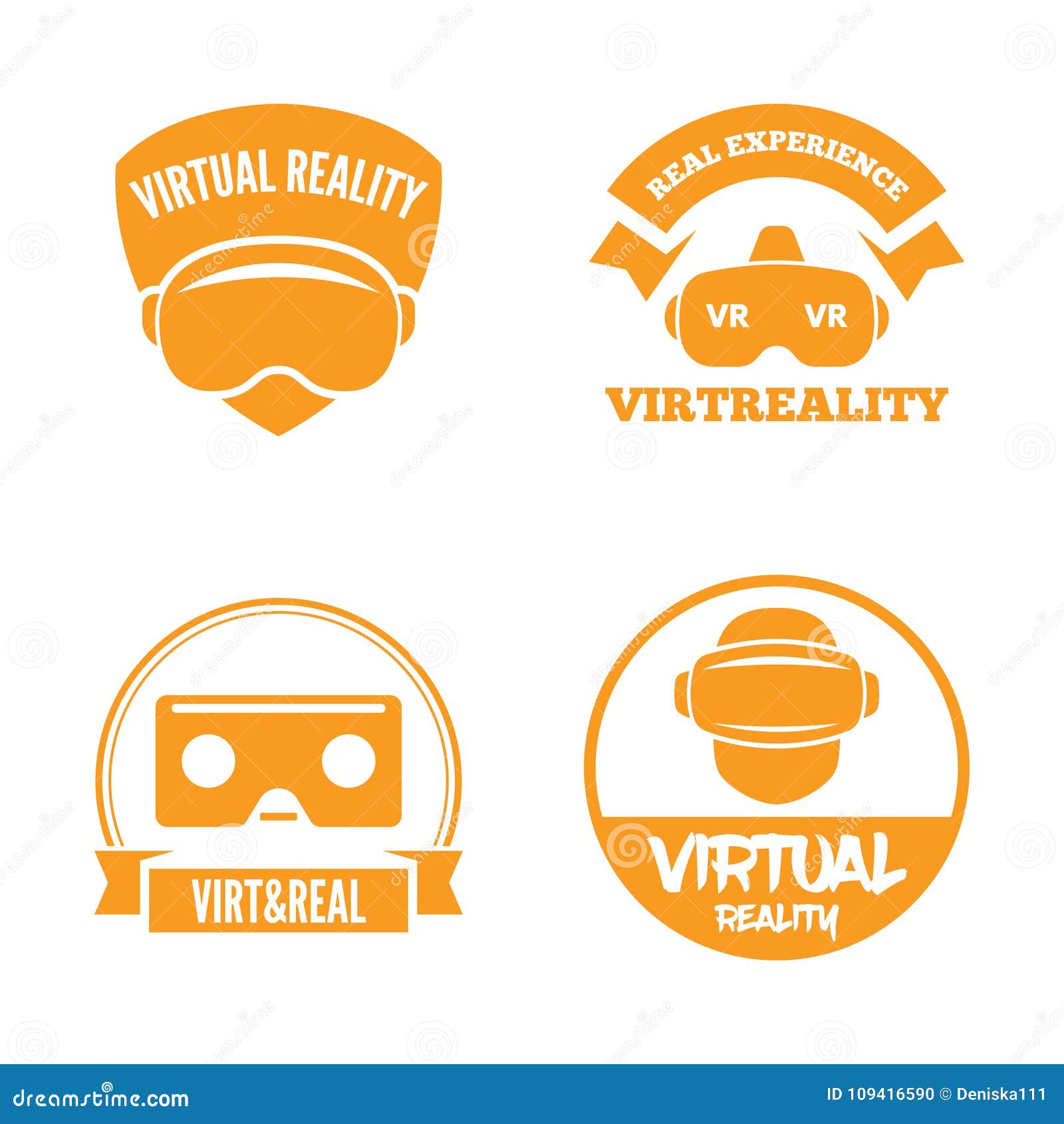 Isolated Vr Headset Logotype Set. Virtual Reality Helmet Logo. Head ...