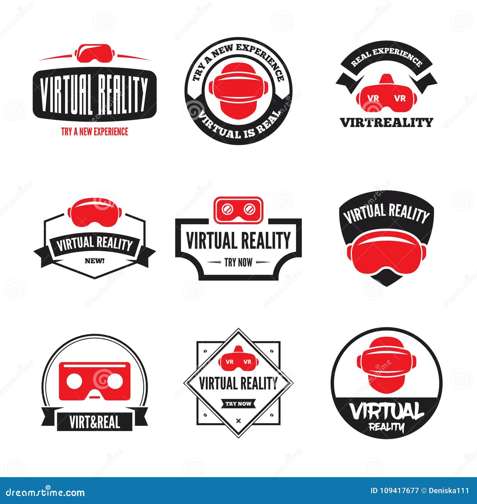 Isolated Vr Headset Logotype Set. Virtual Reality Helmet Logo. Head ...