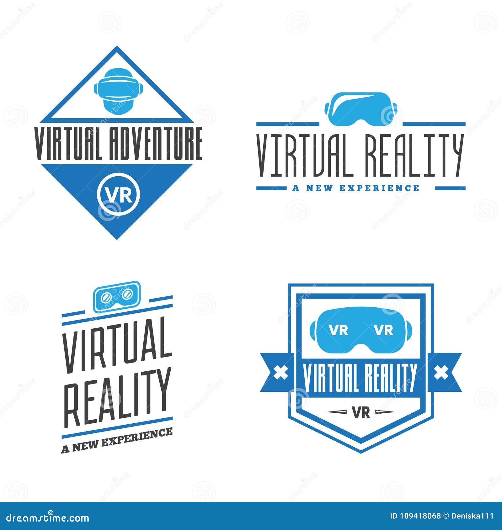 Isolated Vr Headset Logotype Set. Virtual Reality Helmet Logo. Head ...