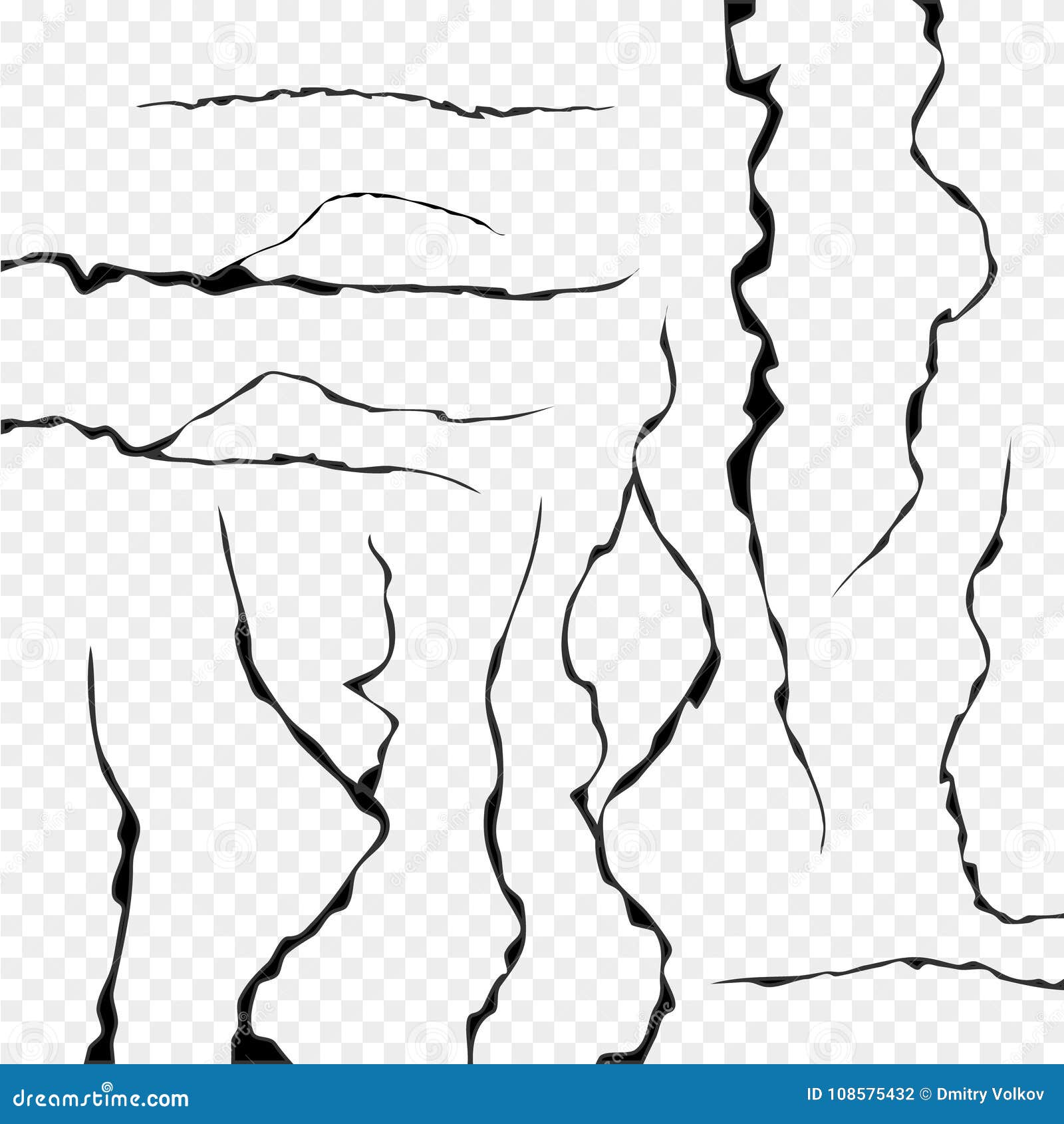 Isolated Wall Crack. Abstract Texture of Wall Cracks Stock Illustration ...