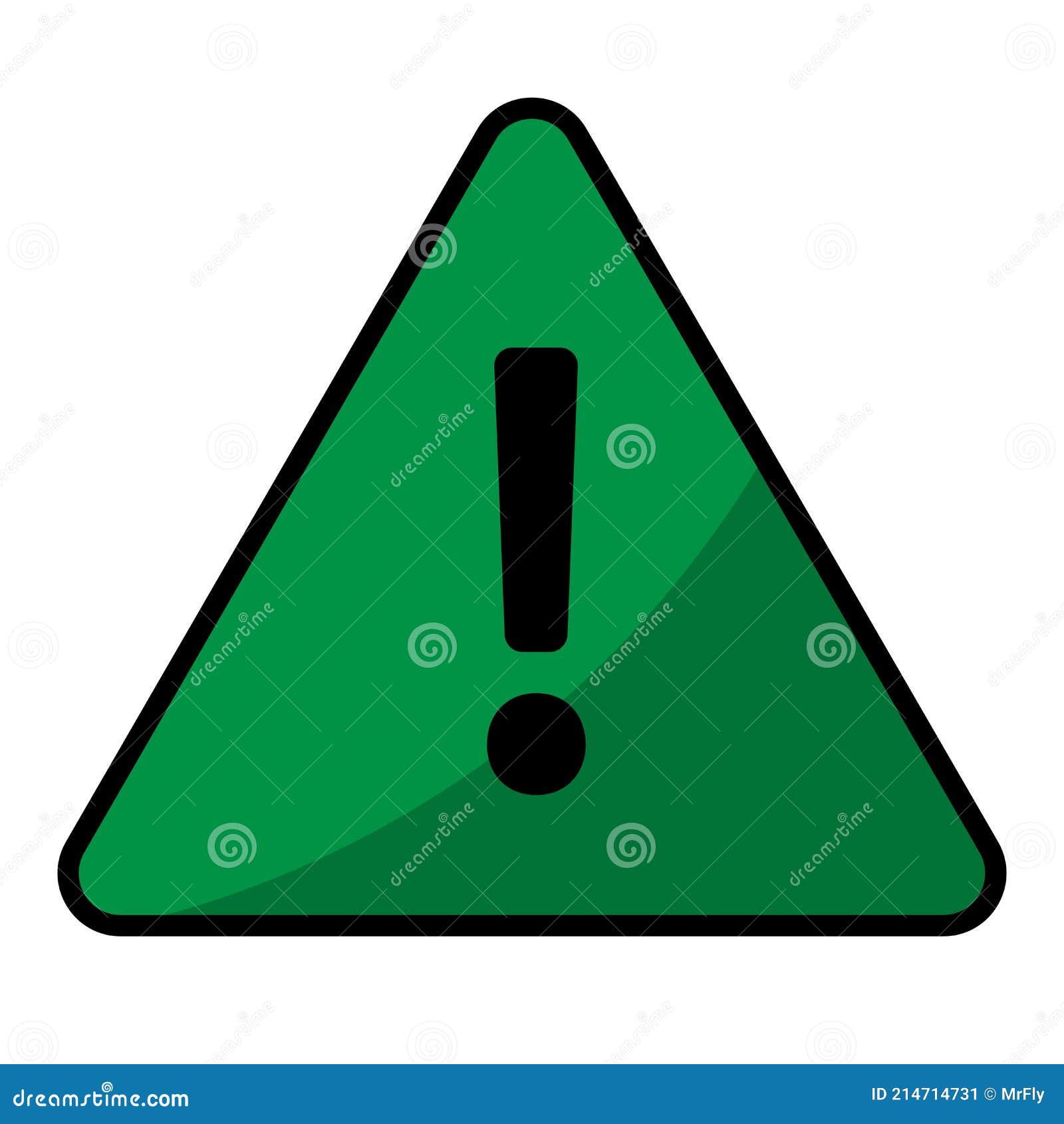 Green Isolated Warning Sign with Exclamation Sign, Vector Illustration ...