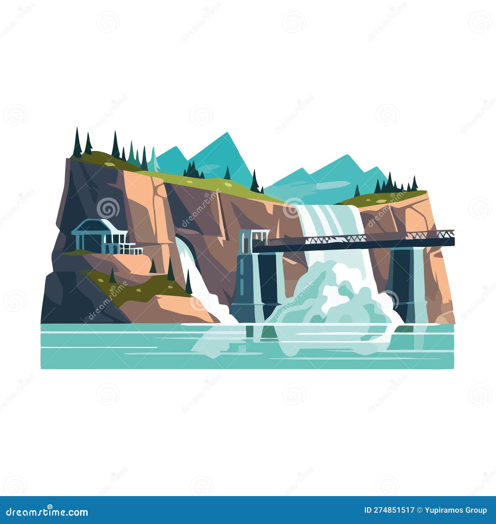 Isolated Water Dam Architecture Modern Stock Vector - Illustration of ...
