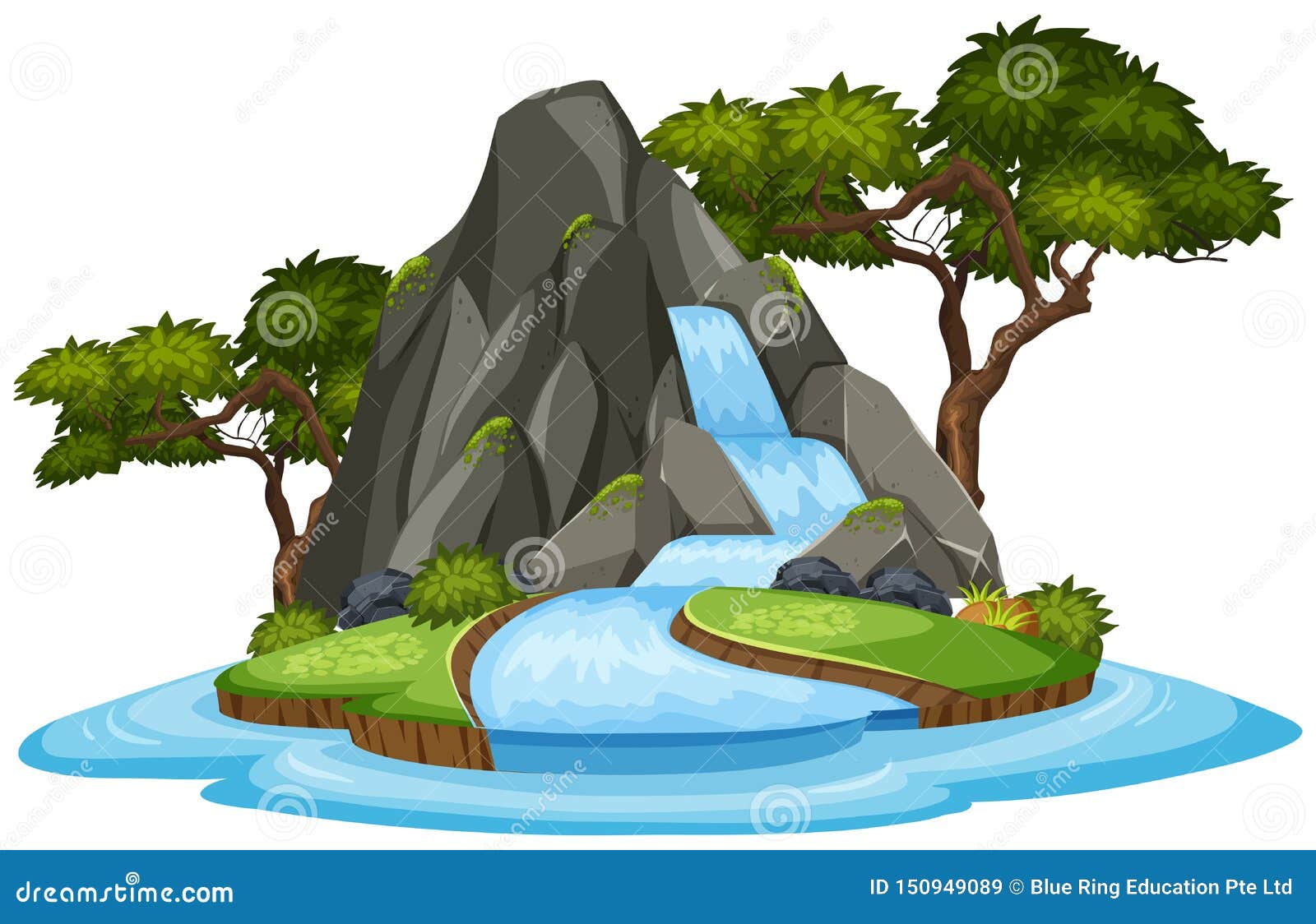 An Isolated Waterfall on White Background Stock Vector - Illustration ...
